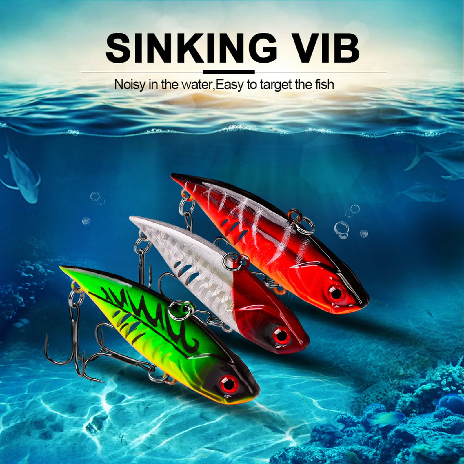 NIBOLOG 6.5cm/11g Barbed Fake Lure Shark Hook Plastic Excellent Throwing Distance VIB Bait ...