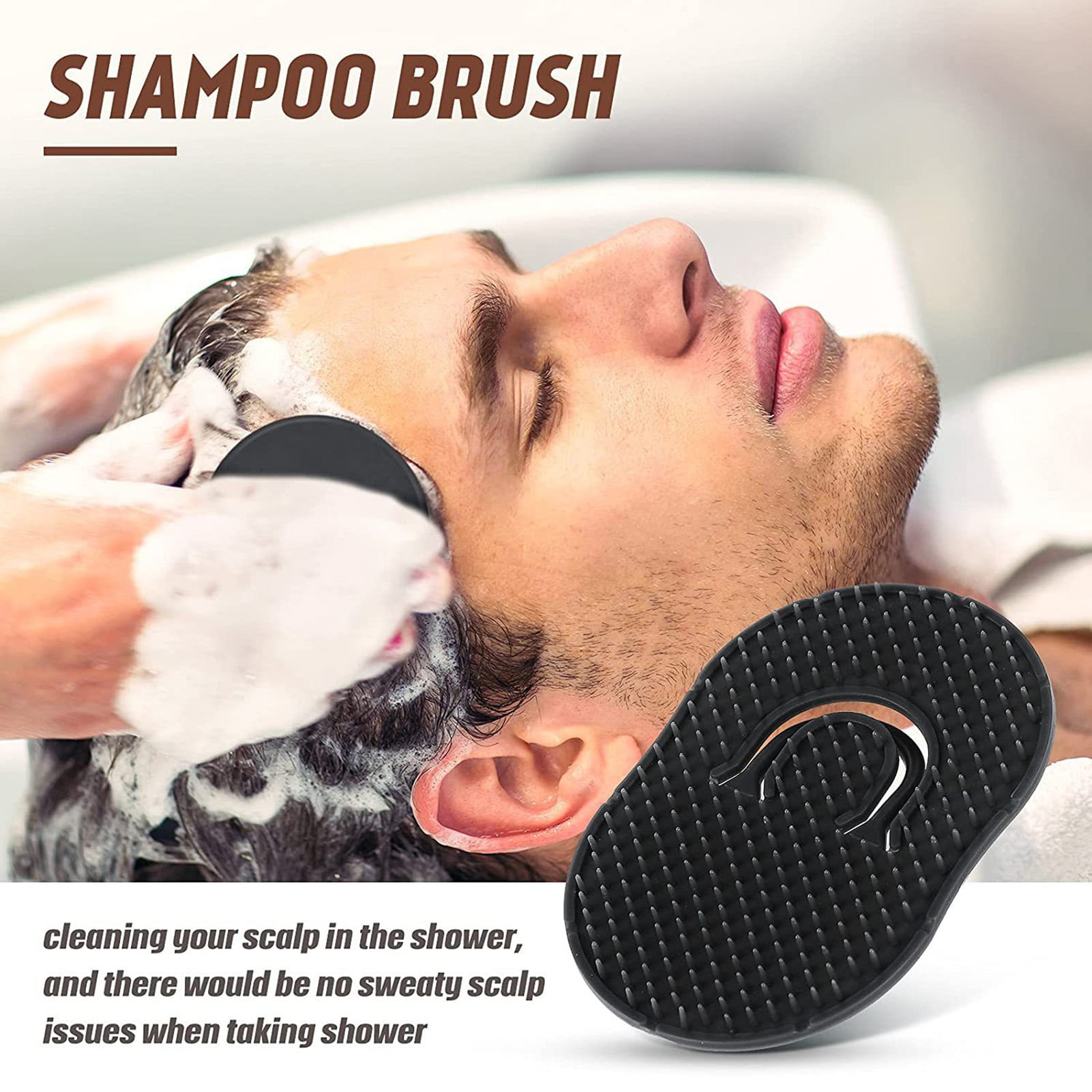 NIBOLOG 6Pcs Palm Shampoo Brush Flat Long Lifespan Ergonomic One Finger ...