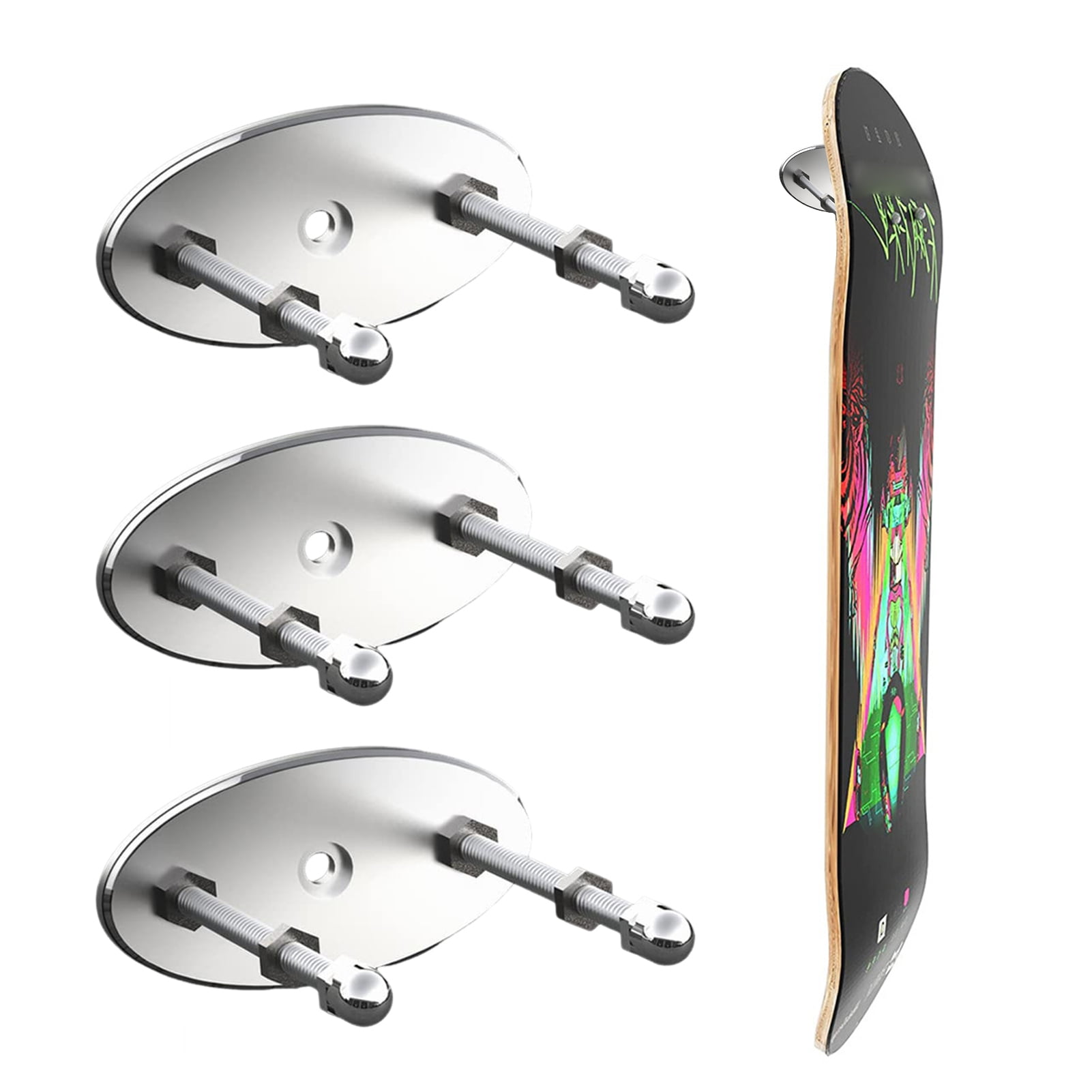 NIBOLOG 6Pcs Skateboard Deck Display Wall Mount Rustproof Corrosion Resistant Universal Strong ...