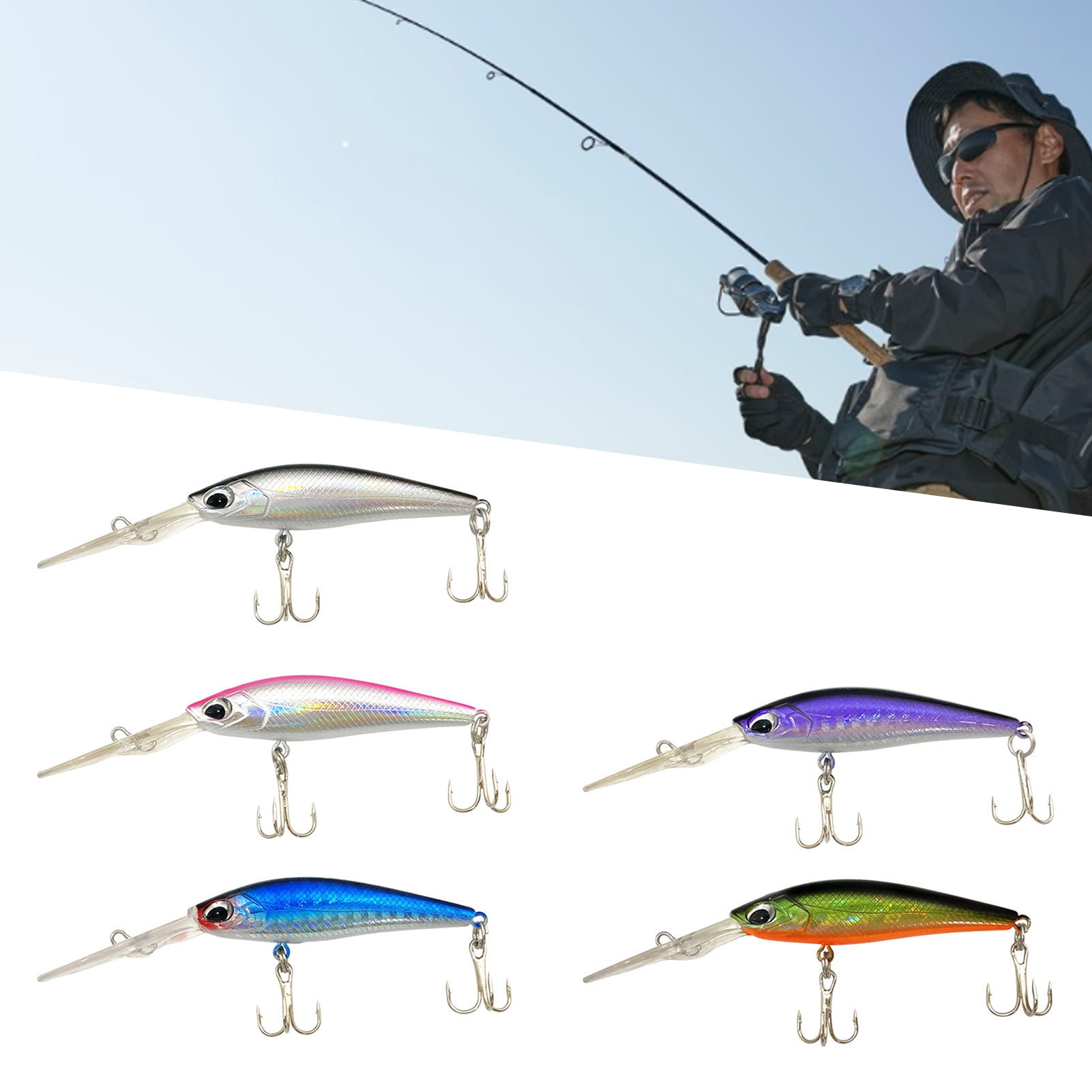 NIBOLOG 6cm/6.2g Hard Bait 3D Fish Eyes with Sharp-Hook Long Tongue Realistic Looking Corrosion ...