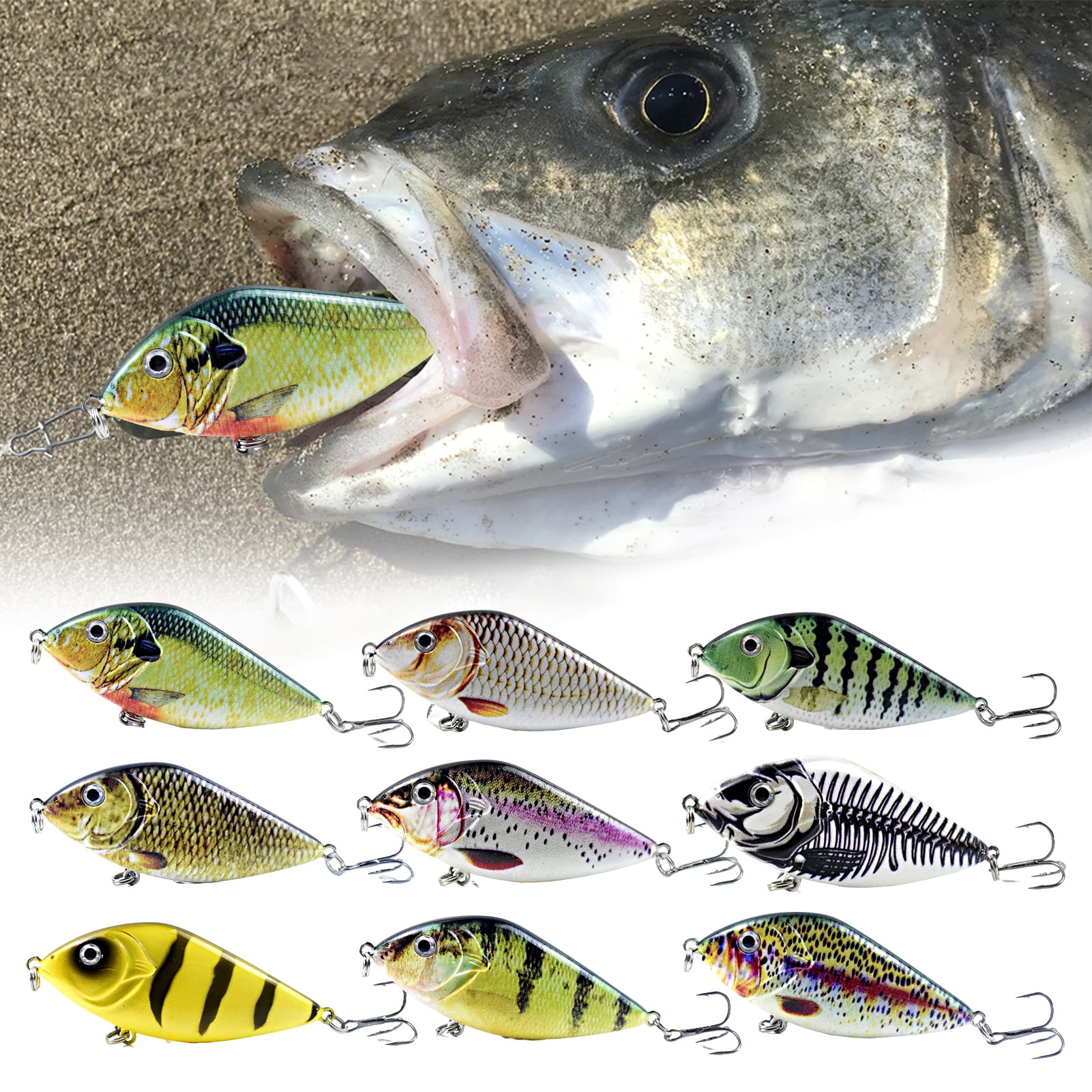 NIBOLOG 7cm/14.5g Fishing Lure Realistic Sharp Hook Simulated 3D Eyes Vivid Skin Fish Attraction ...