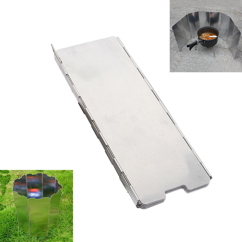 NIBOLOG 8 Plates Stove Wind Shield Screens Camping Foldable Cooker Gas ...