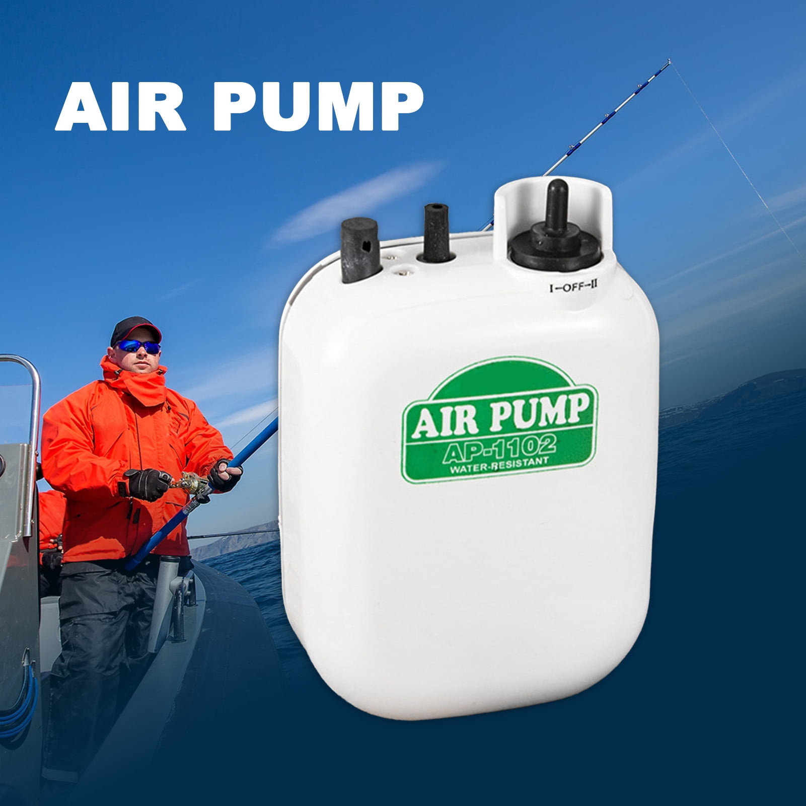 NIBOLOG AP1102 Waterproof Fishing Air Pump Electric Portable Water ...