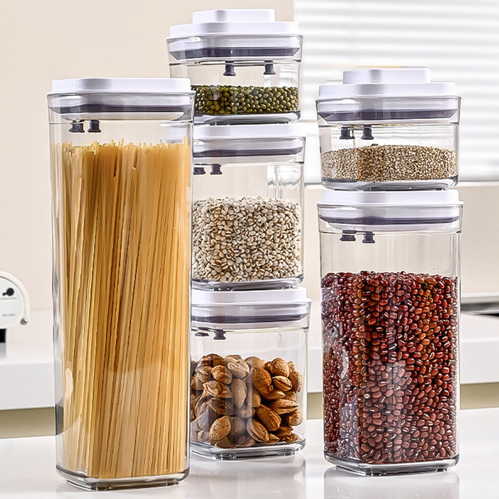 NIBOLOG Airtight Food Storage Container Stackable Dry Cereal Container ...