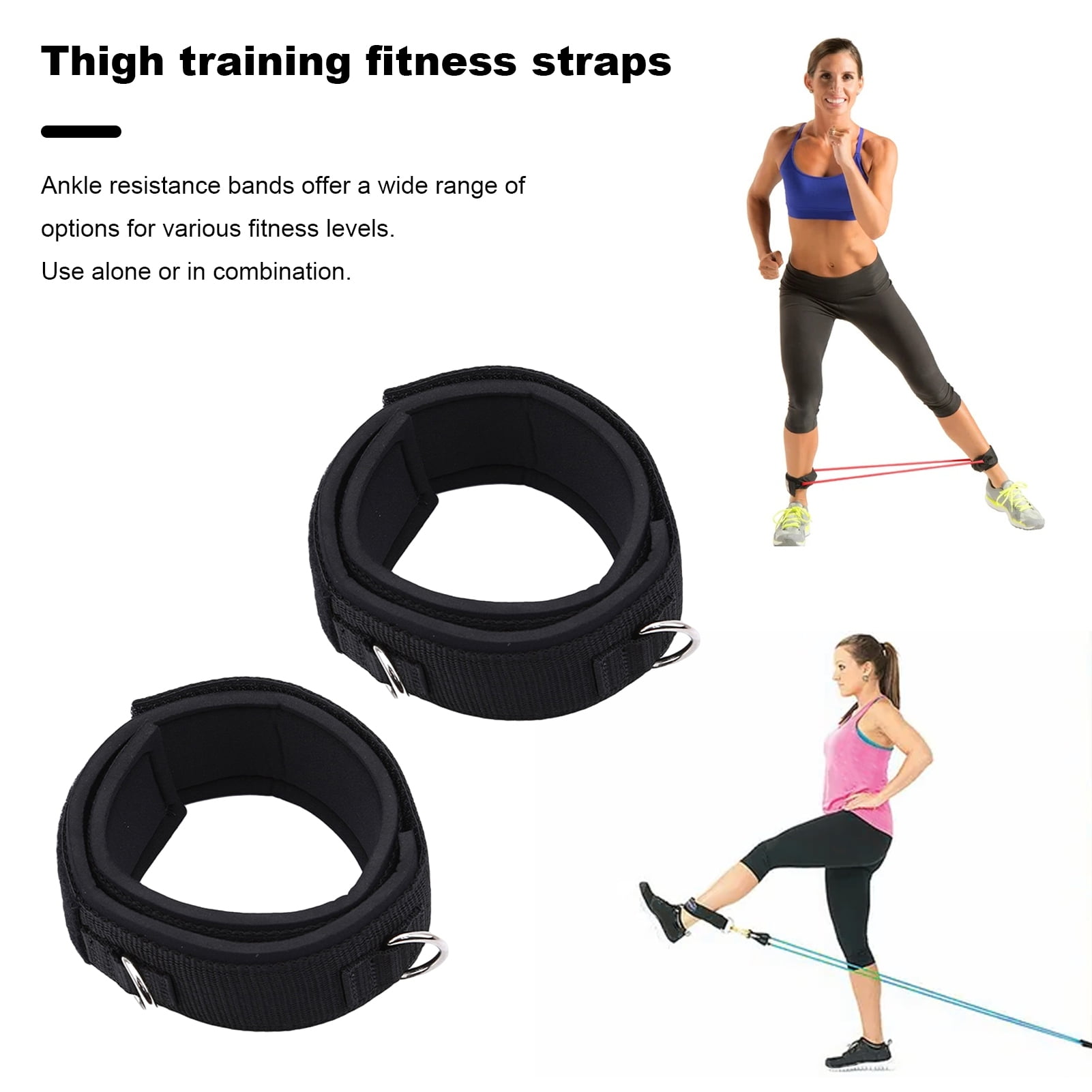 NIBOLOG Ankle Resistance Band with Cuff Leg Thigh Butt Hip Gluteus ...