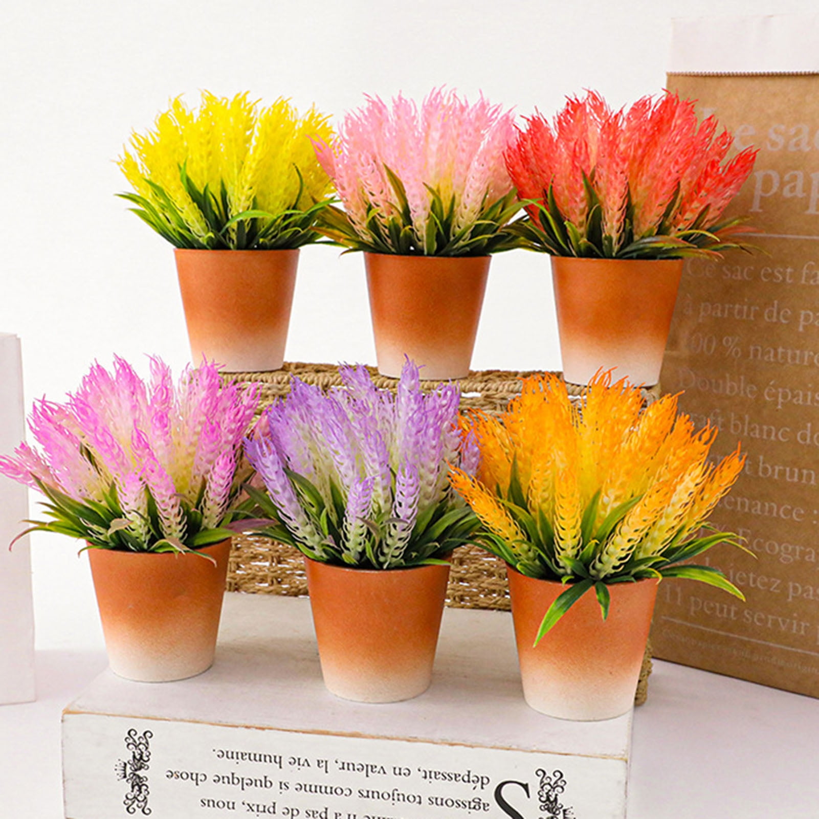 NIBOLOG Artificial Plant Simulated Easy Care Plastic Realistic Wheat ...