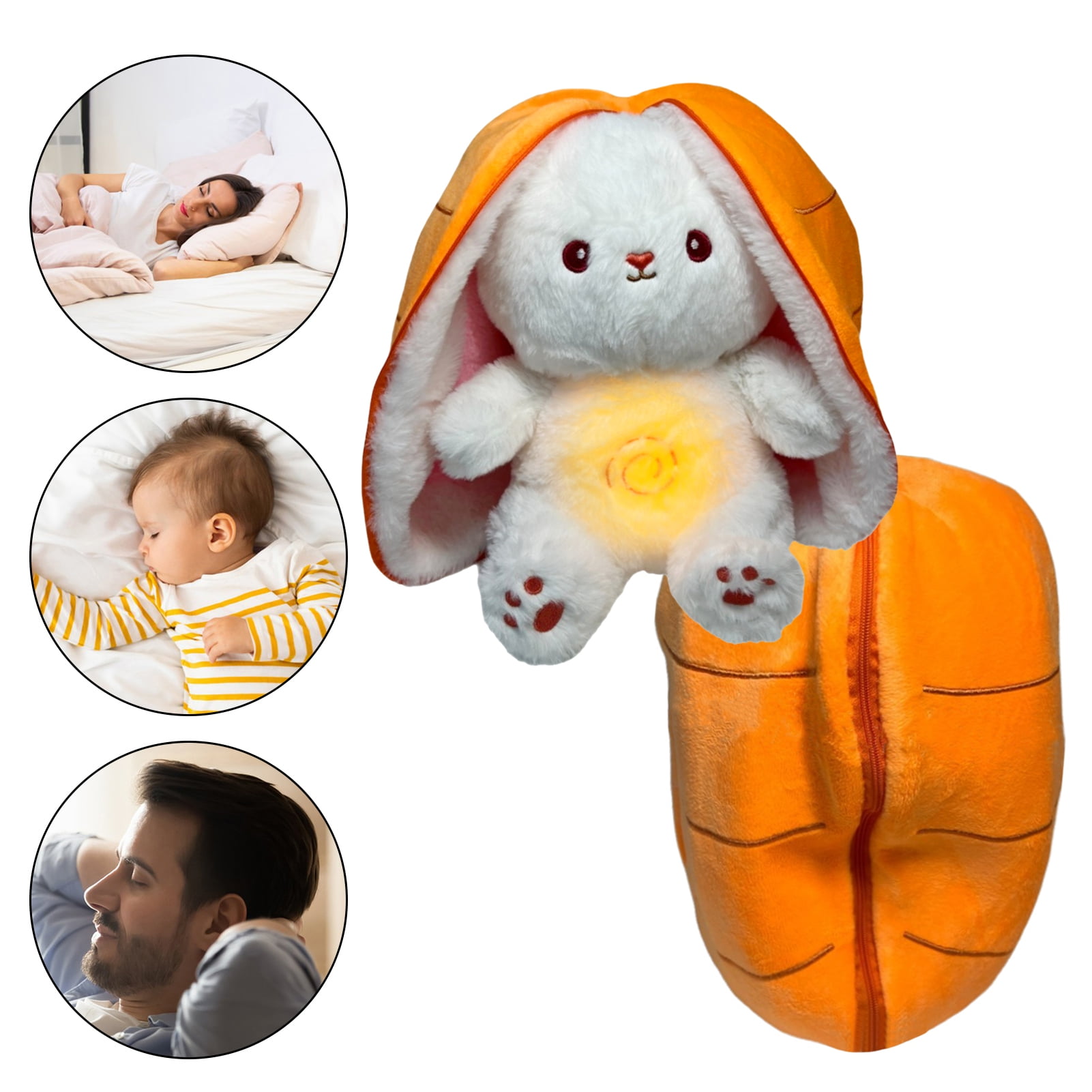 NIBOLOG Baby Breathing Rabbit Plush Toy - with Soothing Music Light ...