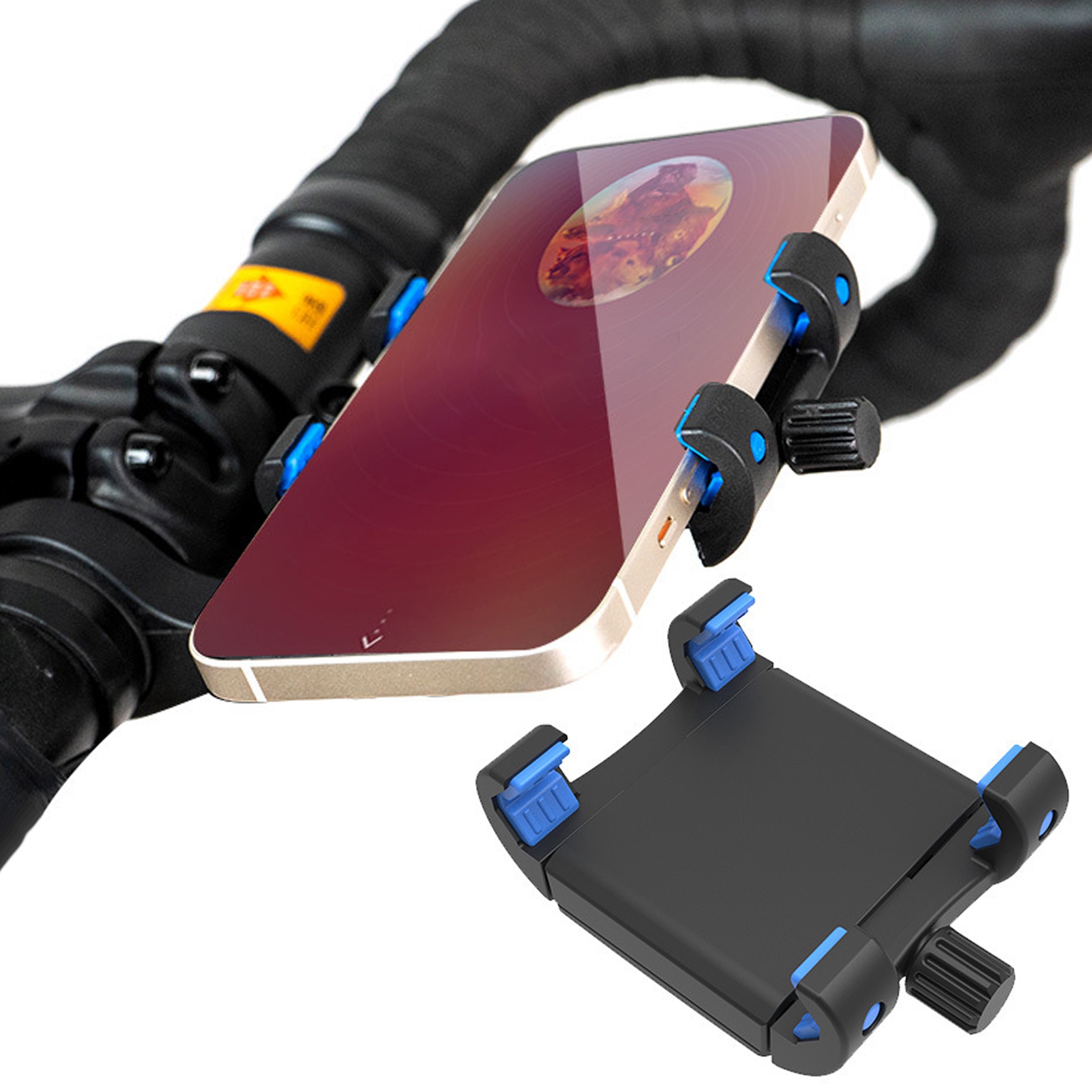 NIBOLOG Bike Phone Mount Holder with Mechanical Locking Knob 360-Degree ...