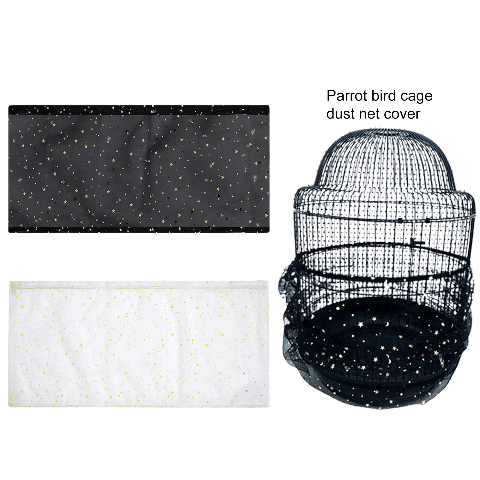 NIBOLOG Bird Cage Mesh Cover Easy to Clean Adjustable Elastic Soft Bird ...