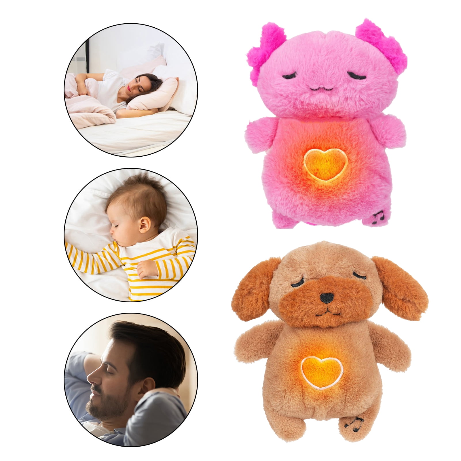 NIBOLOG Calming Puppy Doll - Soft Plush Breathing Luminous Toy Sleep ...