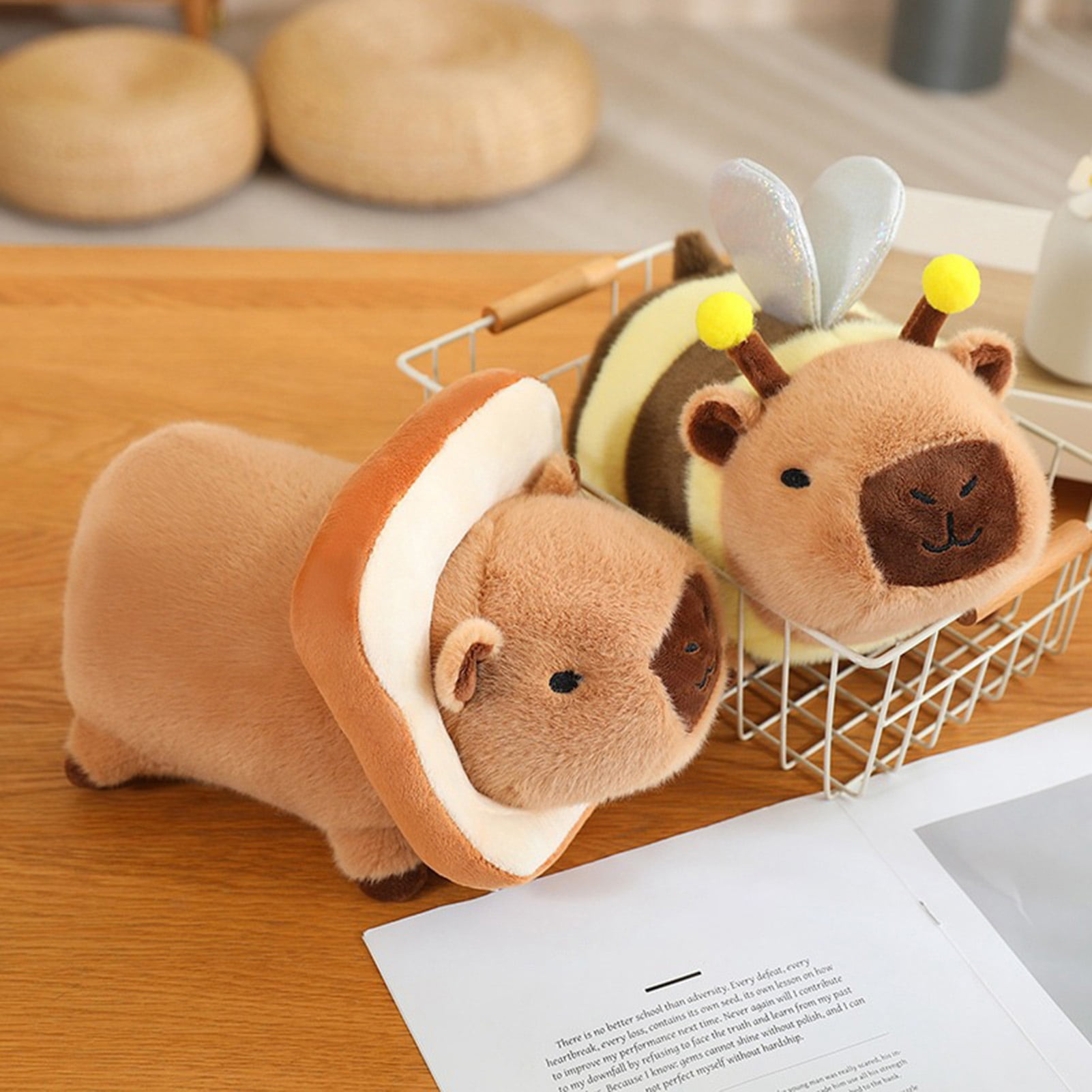 NIBOLOG Capybara Plush Toy Toast Bee - Lion Yellow Pink Flower Capybara ...