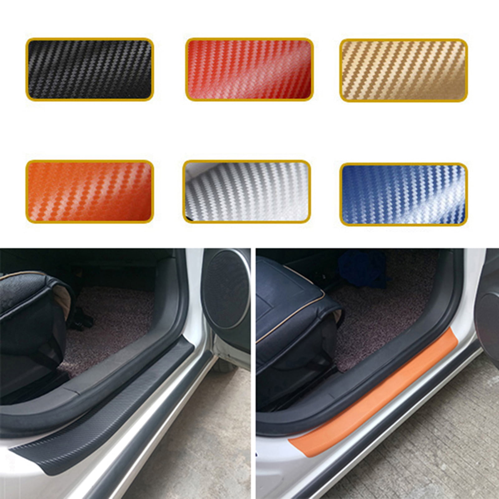 NIBOLOG Car Door Sill Sticker Anti Scratch Carbon Fiber Self Adhesive ...