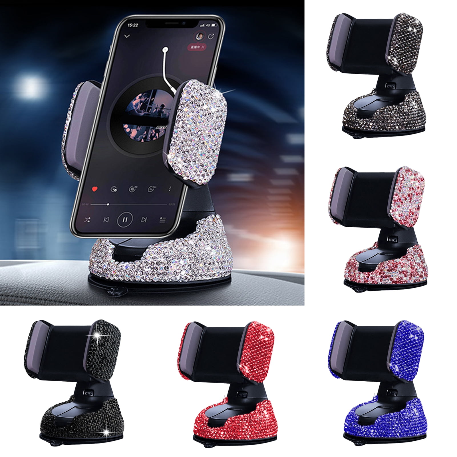 NIBOLOG Car Navigation Bracket - Handcrafted Rhinestone Multi-angle ...