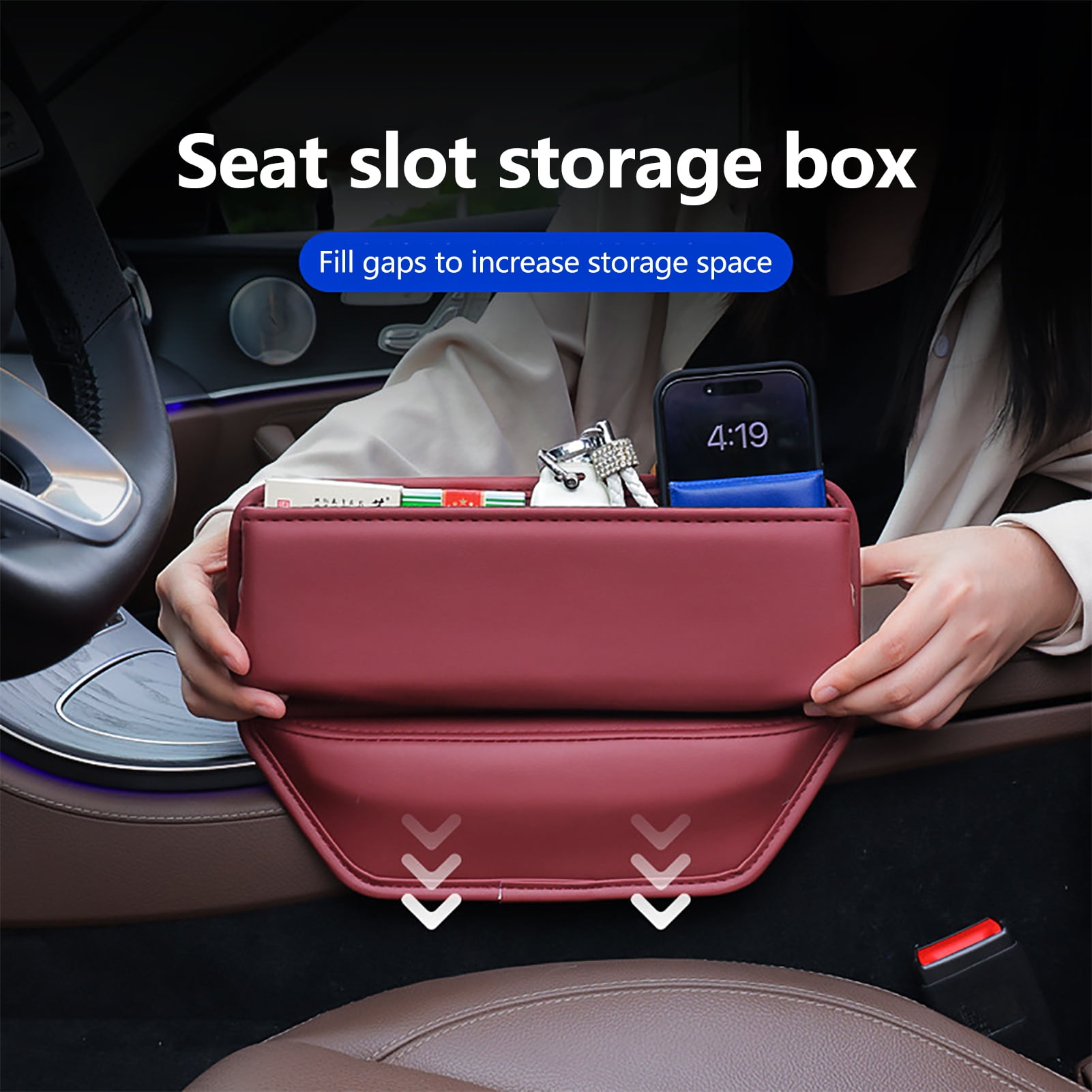 NIBOLOG Car Seat Gap Bag Filler - Faux Leather Universal, Between Seats ...