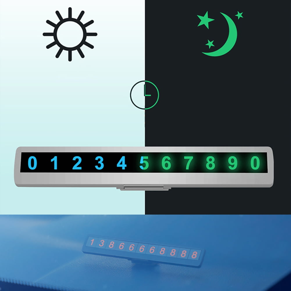 NIBOLOG Car Temporary Parking Card Luminous Magnetic Phone Number ...