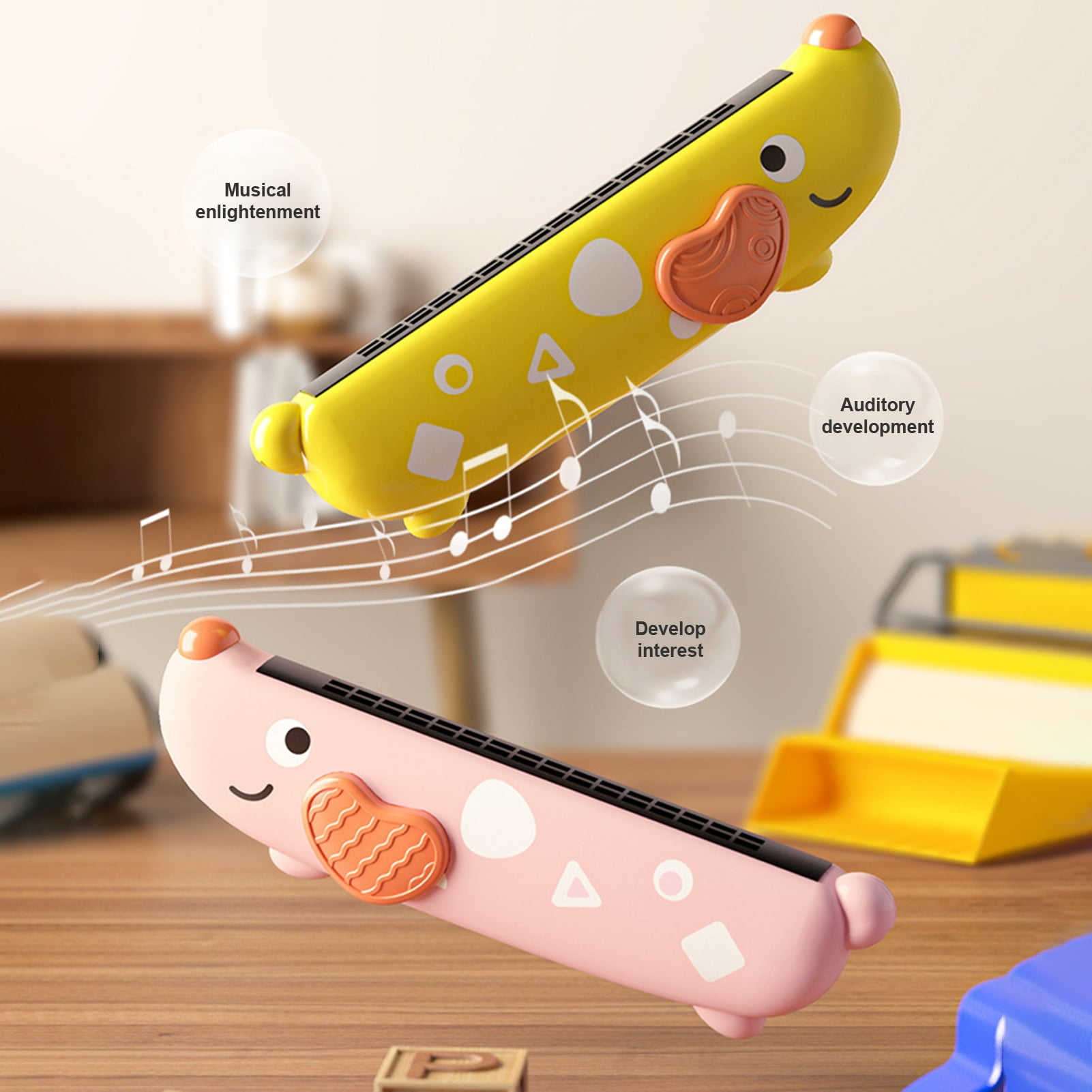 NIBOLOG Cartoon Dog Kids Harmonica Toy 16-Holes Key of C Lung Capacity ...