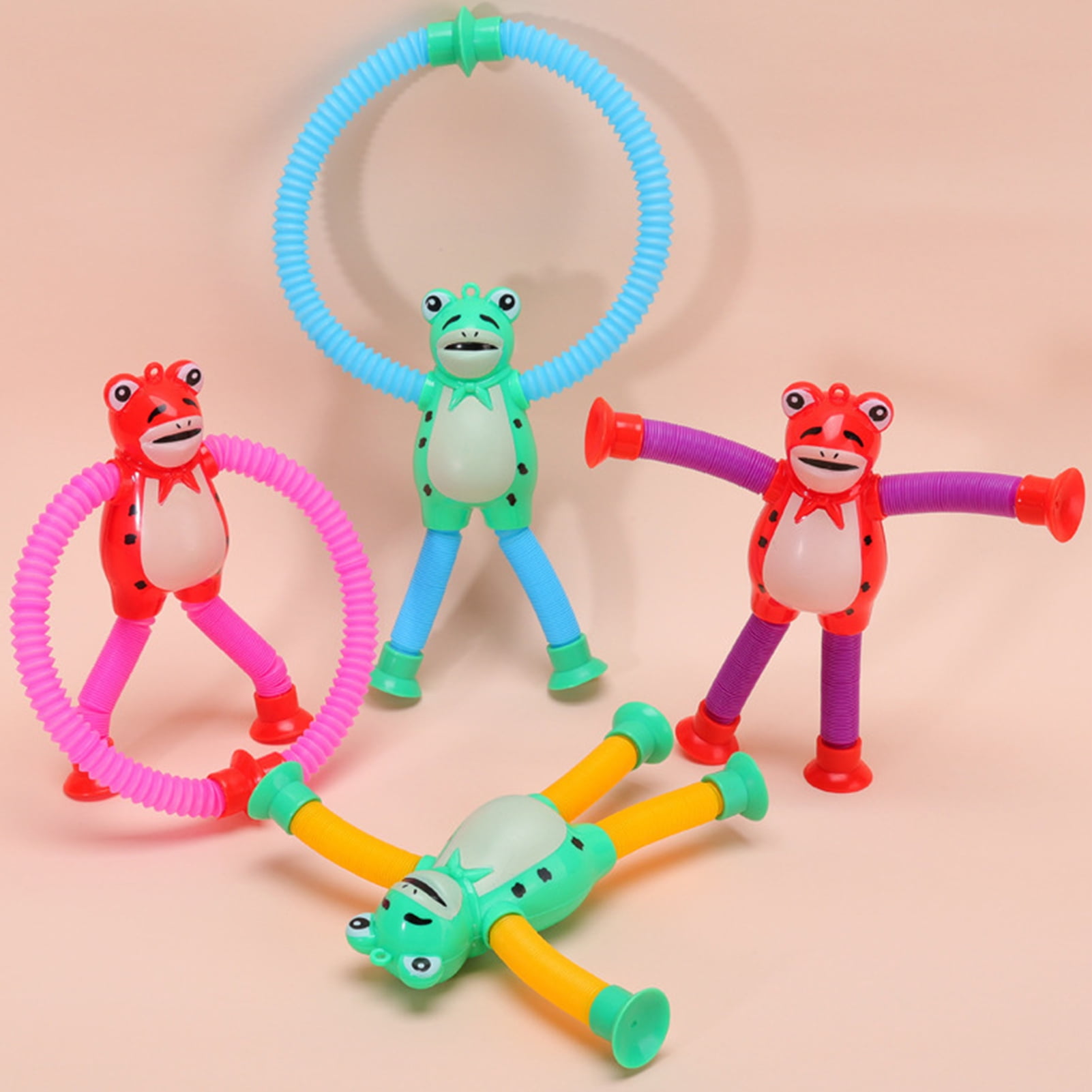 NIBOLOG Cartoon Stretch Tube Toy Suction Cups LED Glowing Colorful Frog ...