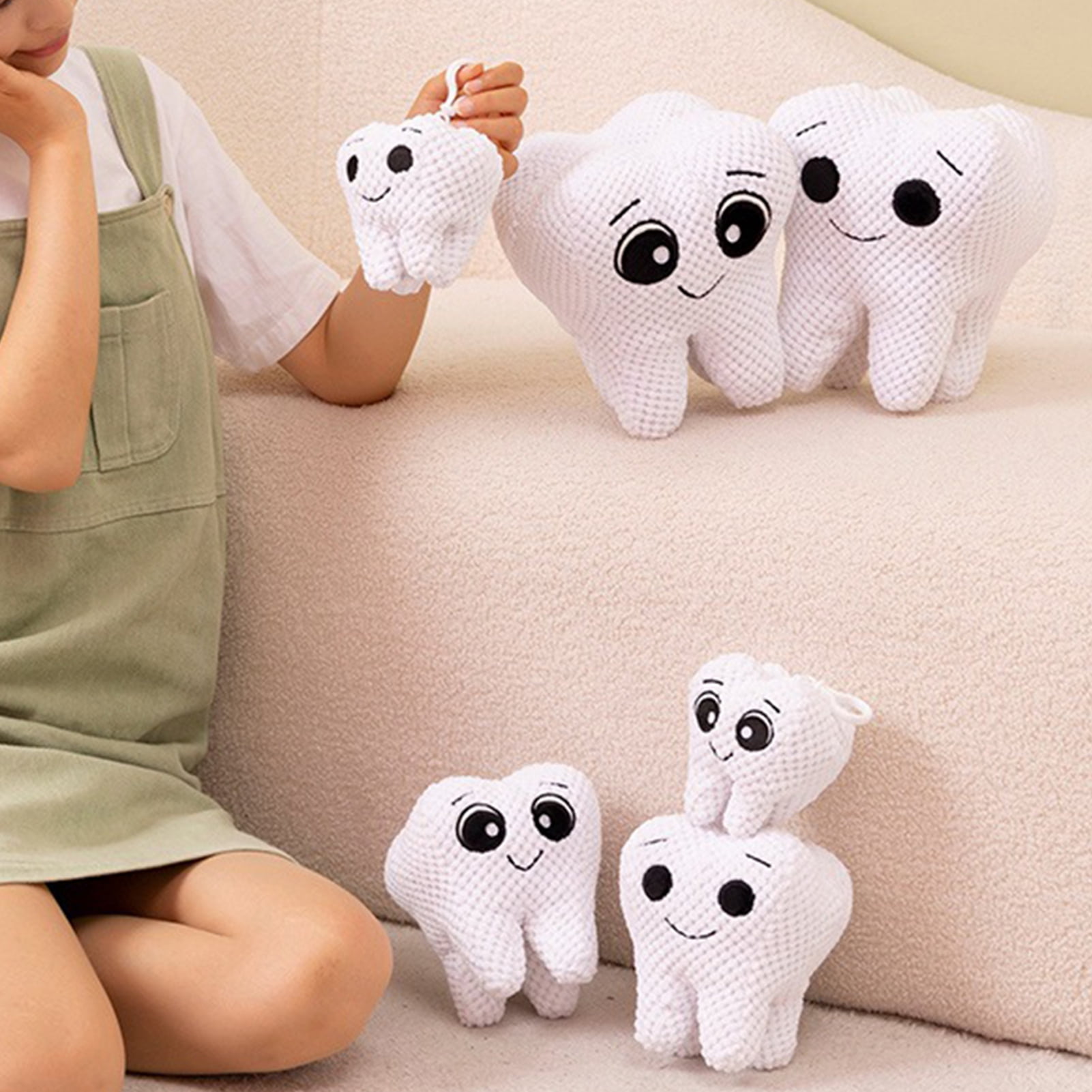 NIBOLOG Cartoon Tooth Doll - Stuffed Plush Tooth Shape Doll White Tooth ...