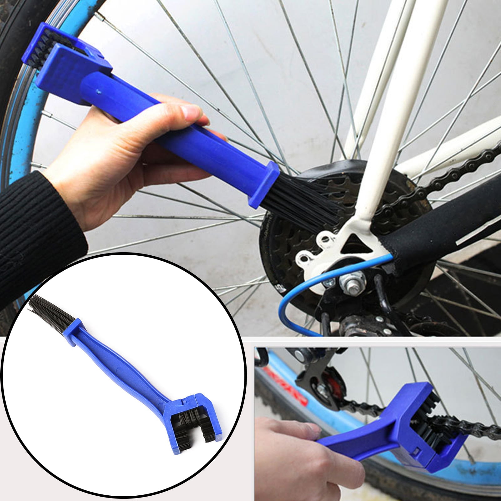 NIBOLOG Chain Cleaner Long Bristle Sturdy Metal Non-Scratch Chain ...