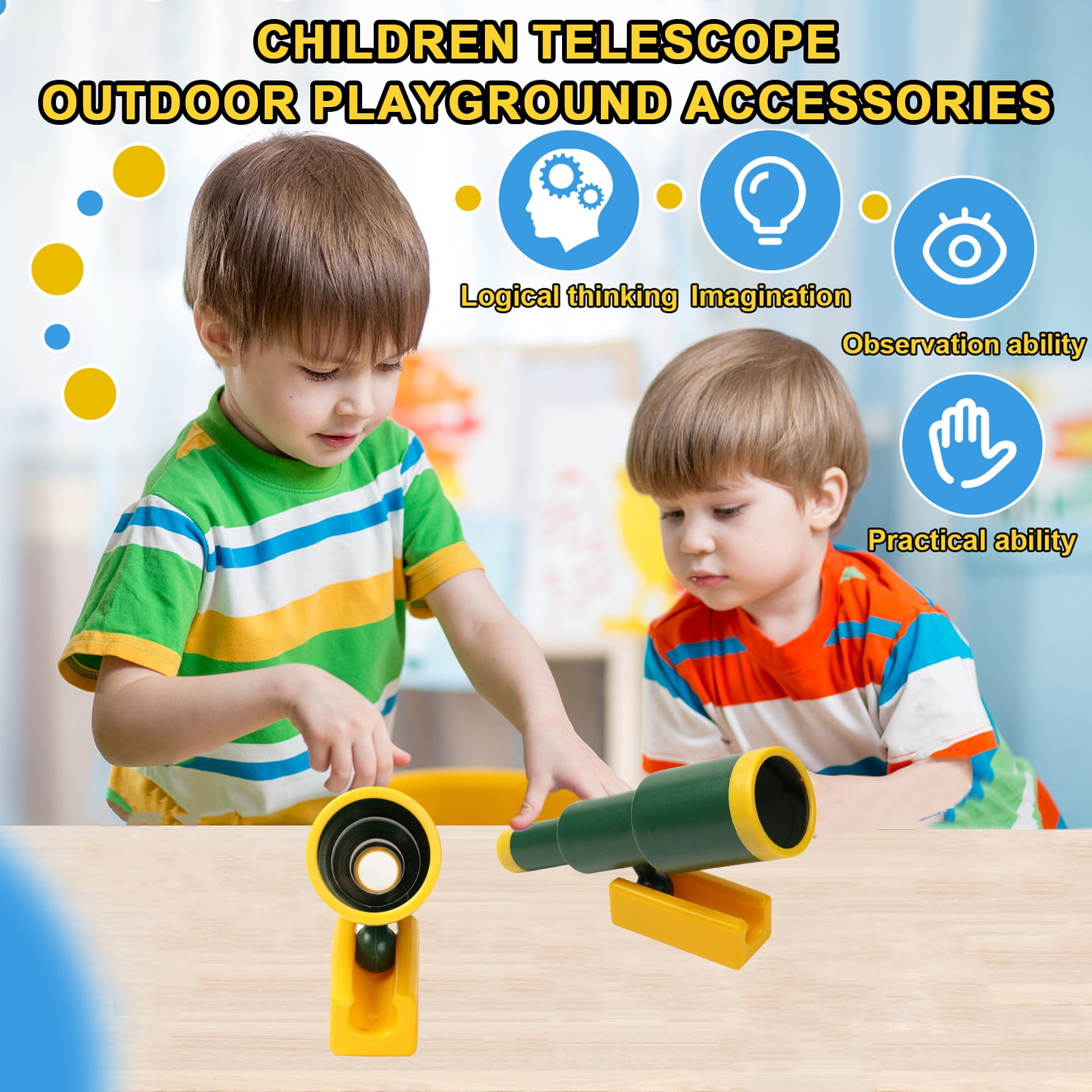 NIBOLOG Children Telescope Toy with Fixing Bracket Handheld Monocular ...