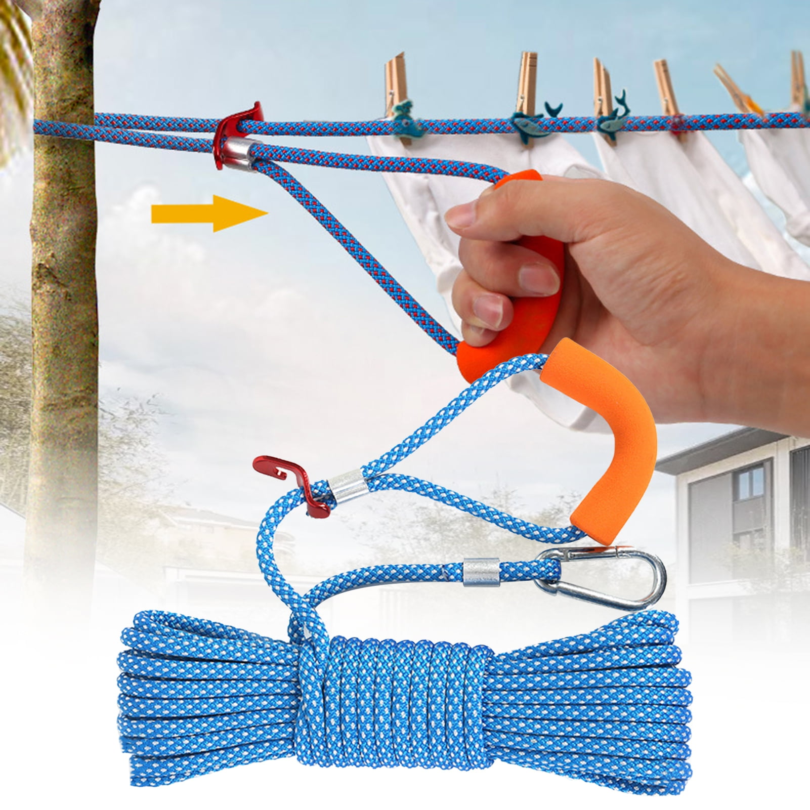 NIBOLOG Clothesline Punch-free Wind-proof Heavy-duty Camping Travel ...