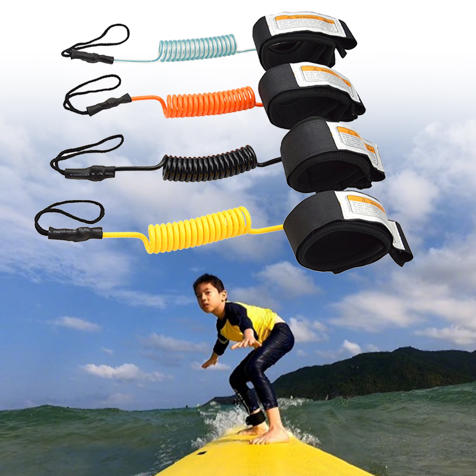 NIBOLOG Coiled Surf Leash Strong Elasticity Quick-release Tab Surfing ...