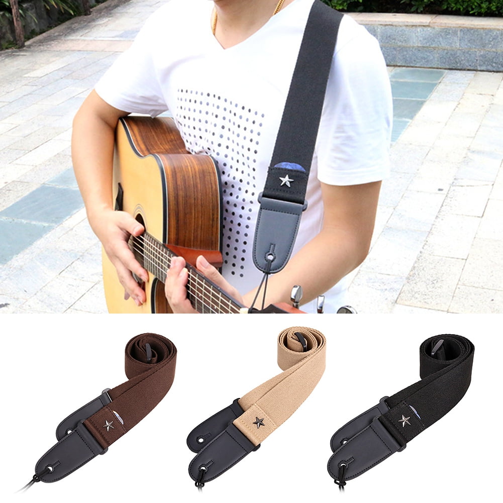 NIBOLOG Cotton Adjustable Faux Leather Ends Acoustic Electric Guitar ...