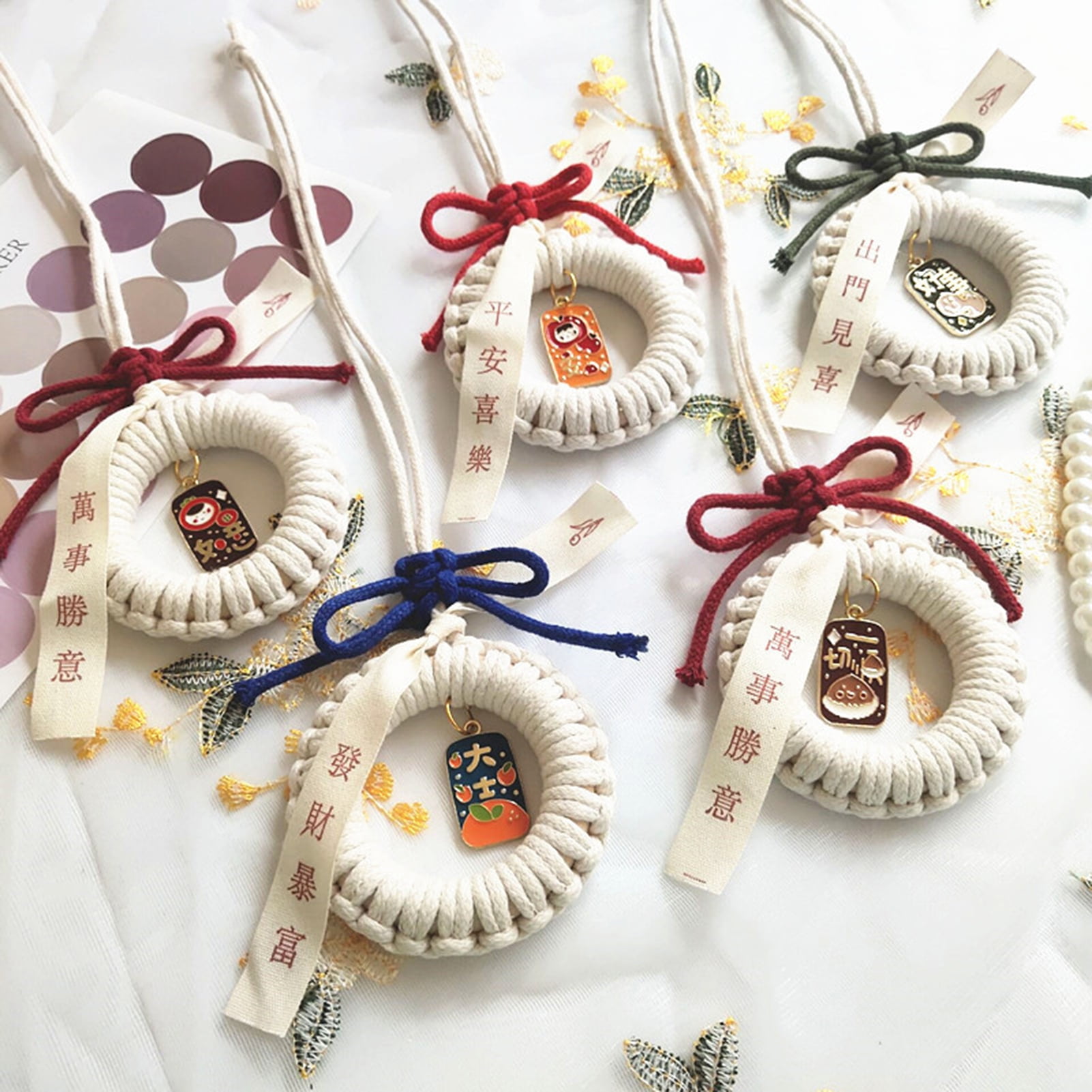 NIBOLOG Creative Car Pendant - Chinese Style Blessing Characters Car ...