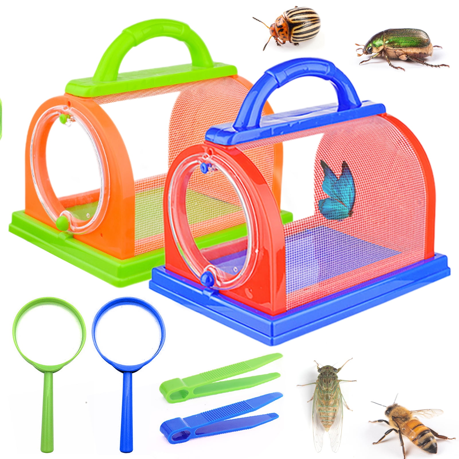 NIBOLOG Critter Viewer Box with Tweezers - Magnifying Glass Outdoor ...