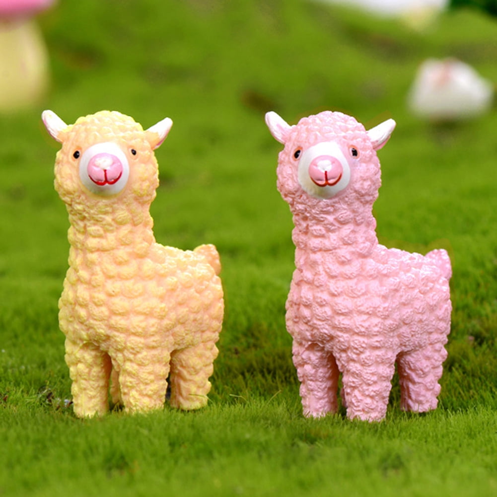 NIBOLOG Cute Mini Alpaca Sheep Model Miniatures Doll House Succulents ...