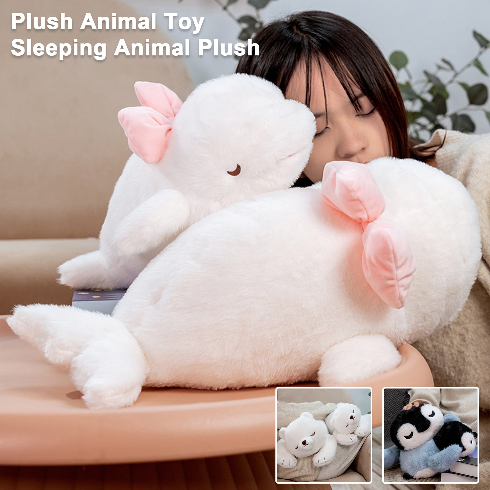 NIBOLOG Cute Sea Animal Plush Toy Soft Sleeping Stuffed Penguin Whale ...