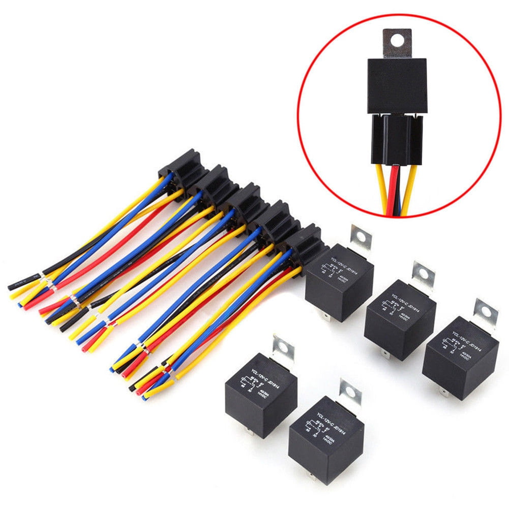 NIBOLOG DC 12V Car SPDT Automotive Relay 5 Pin 5 Wires with Harness ...