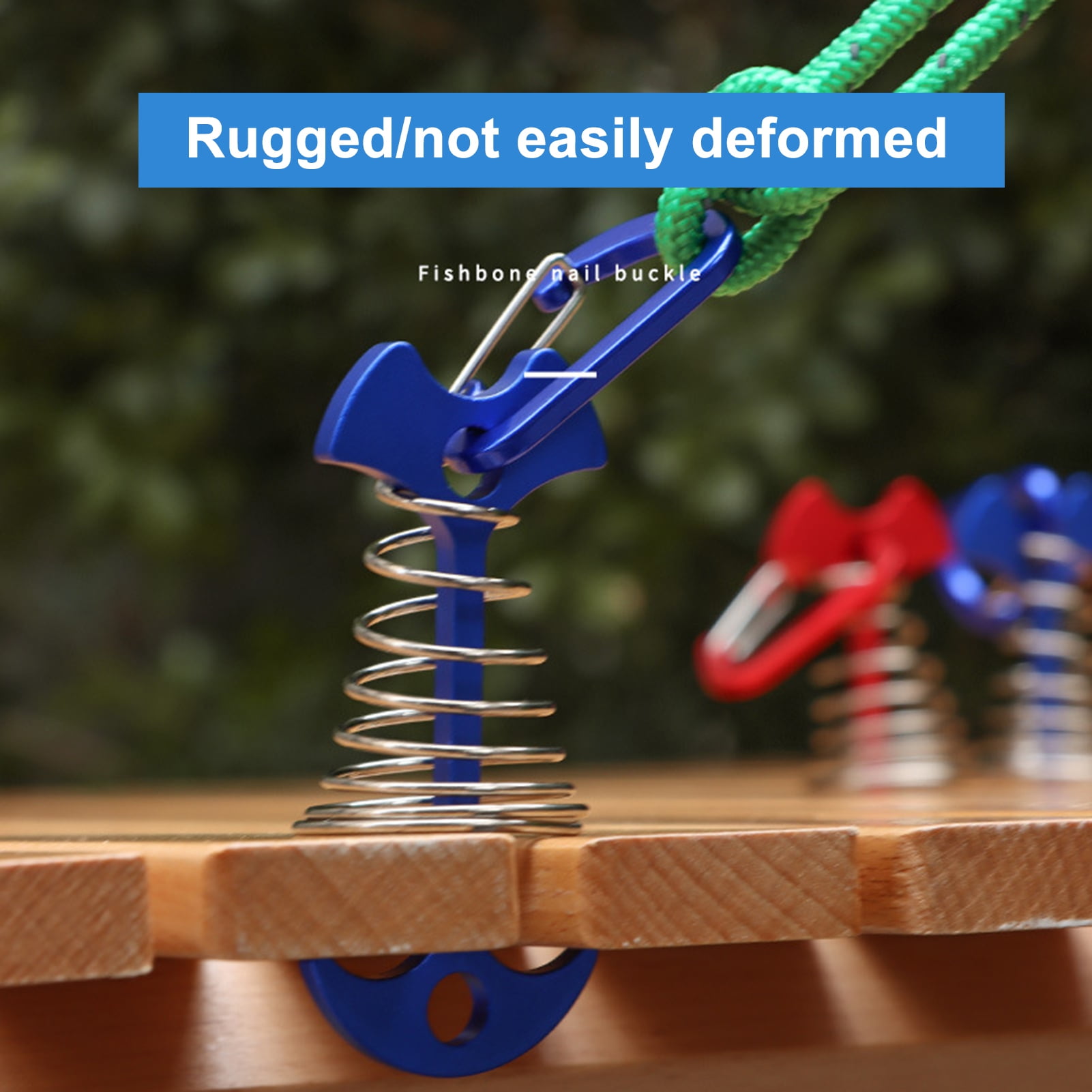 NIBOLOG Deck-Anchor Pegs with Carabiners Windproof Tent Rope Tensioner ...