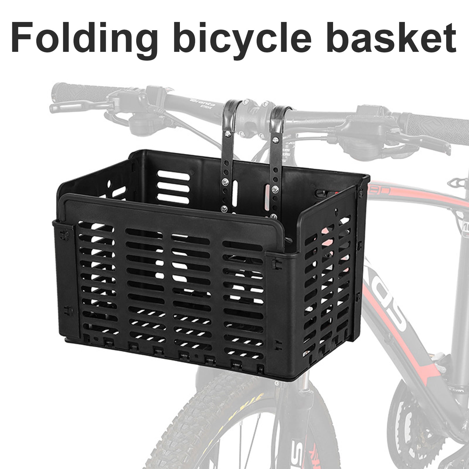 NIBOLOG Detachable Bike Basket Large Space Black Bicycle Handlebar Foldable Cycling Carryings ...