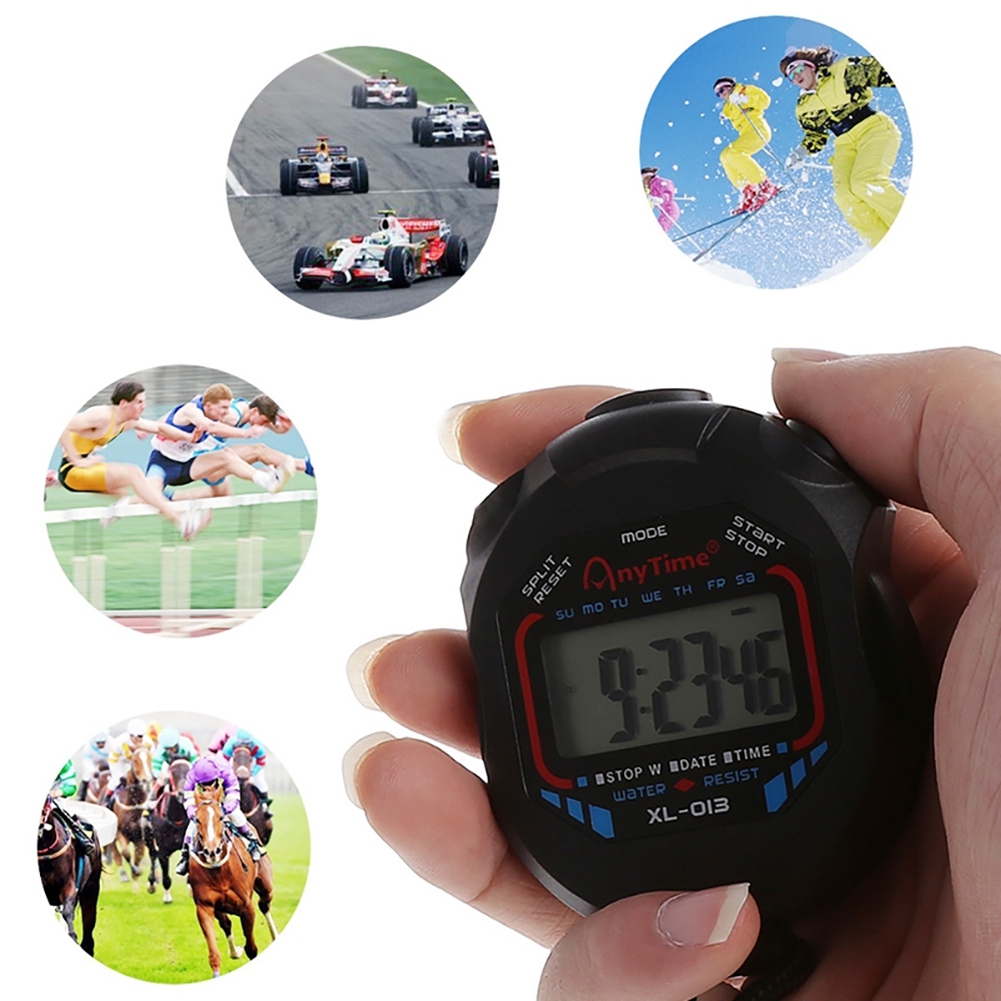 NIBOLOG Digital Handheld LCD Chronograph Sports Stopwatch Timer Stop ...