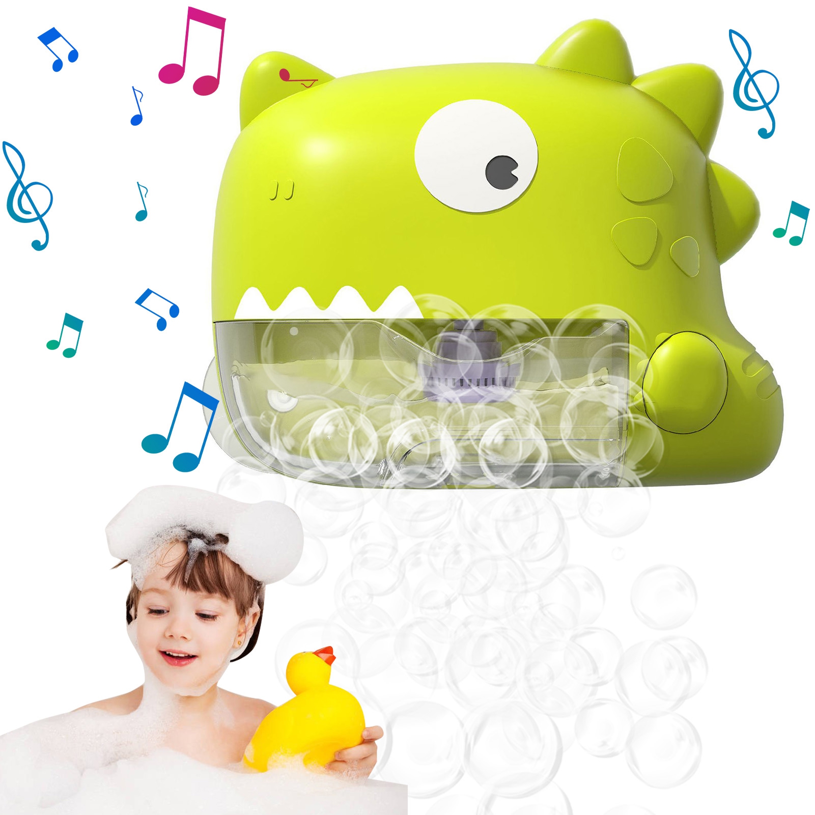 NIBOLOG Dinosaur Bubble Maker Bath Toy Music Suction Cup Electric Dino ...