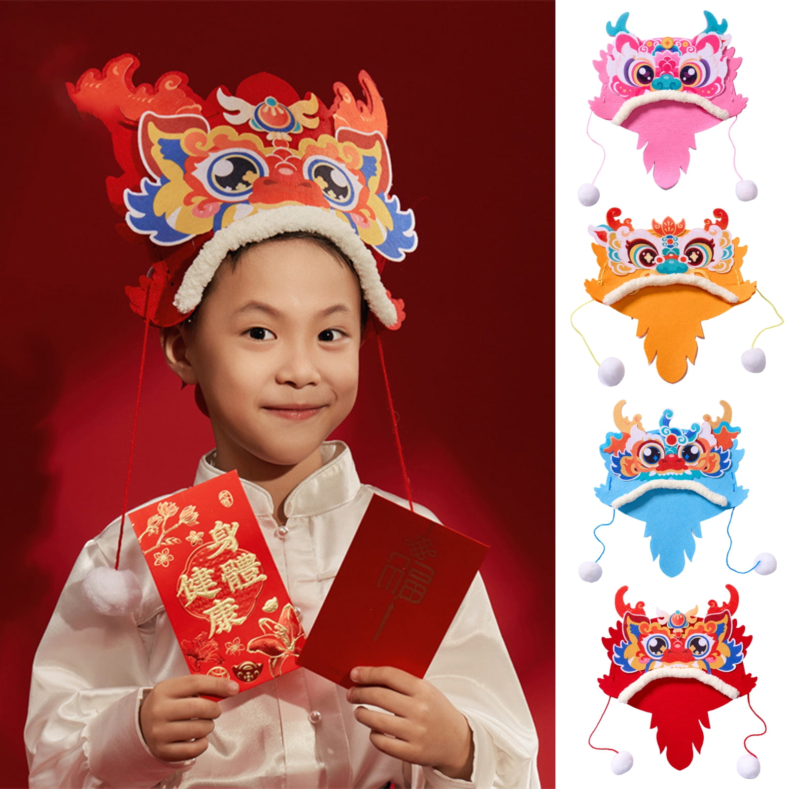 NIBOLOG Dragon Head Hat Material Kit Non-woven Fabric DIY Kids Chinese ...