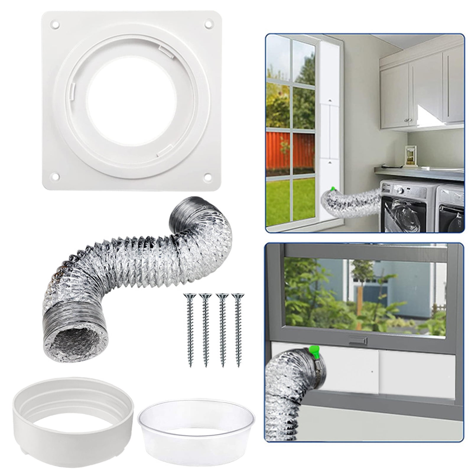 NIBOLOG Dry Vent Window Kit with Dryer Vent Hose Adjustable Window ...