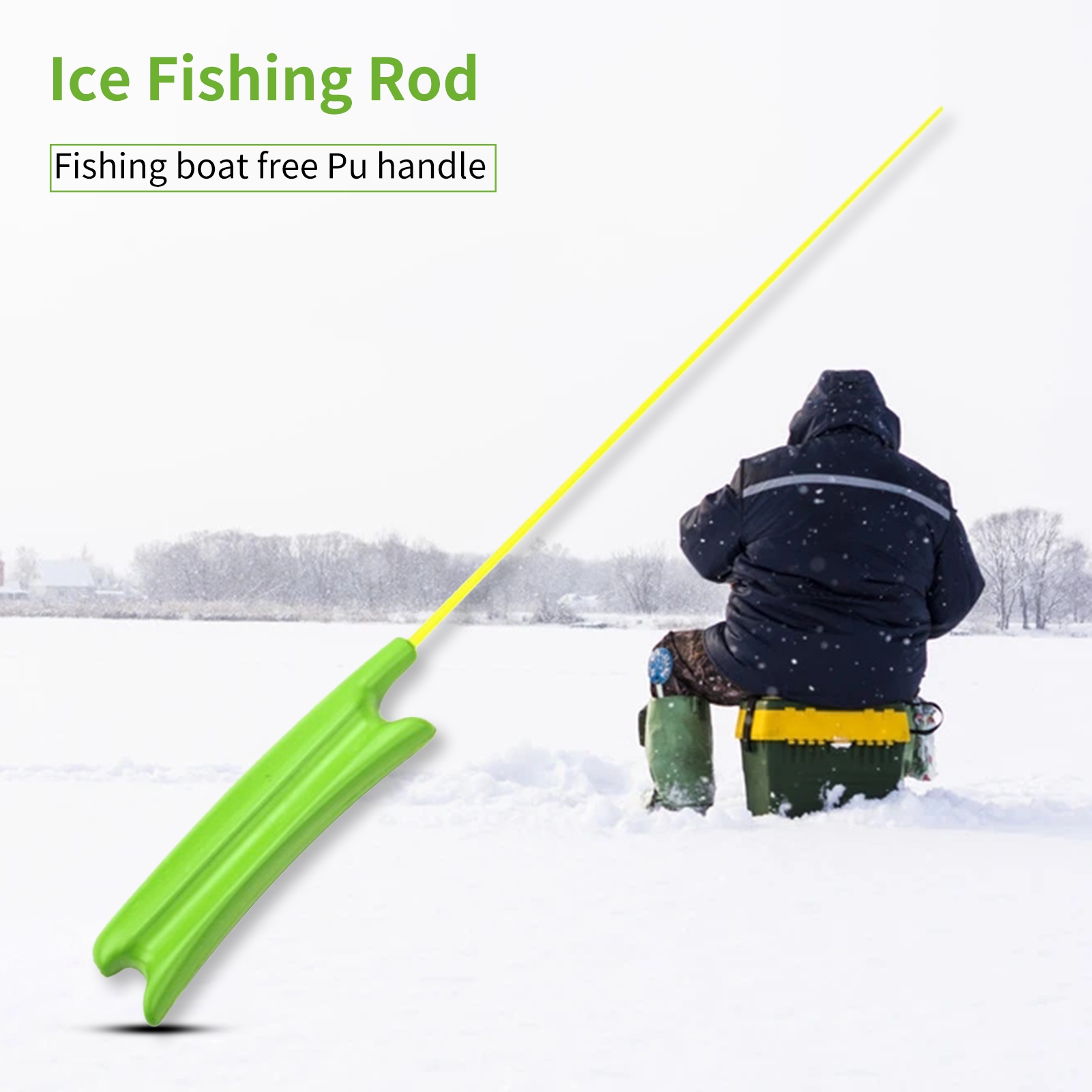 NIBOLOG EVA Ice Fish Rod Solid Small Handle High-strength Ice Fishing ...