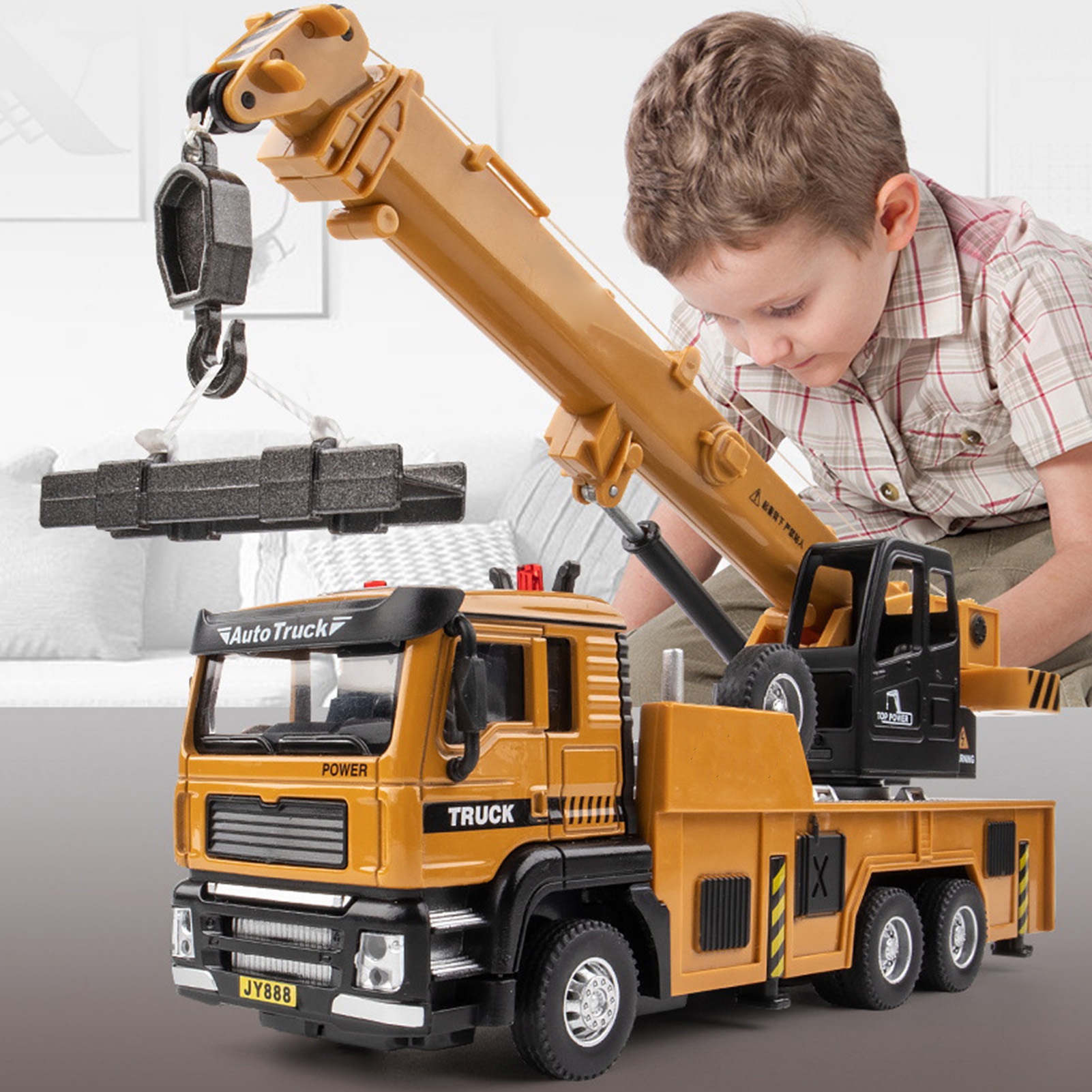 NIBOLOG Engineering Truck Toy for Kids: Light & Sound Effects, Flexible ...