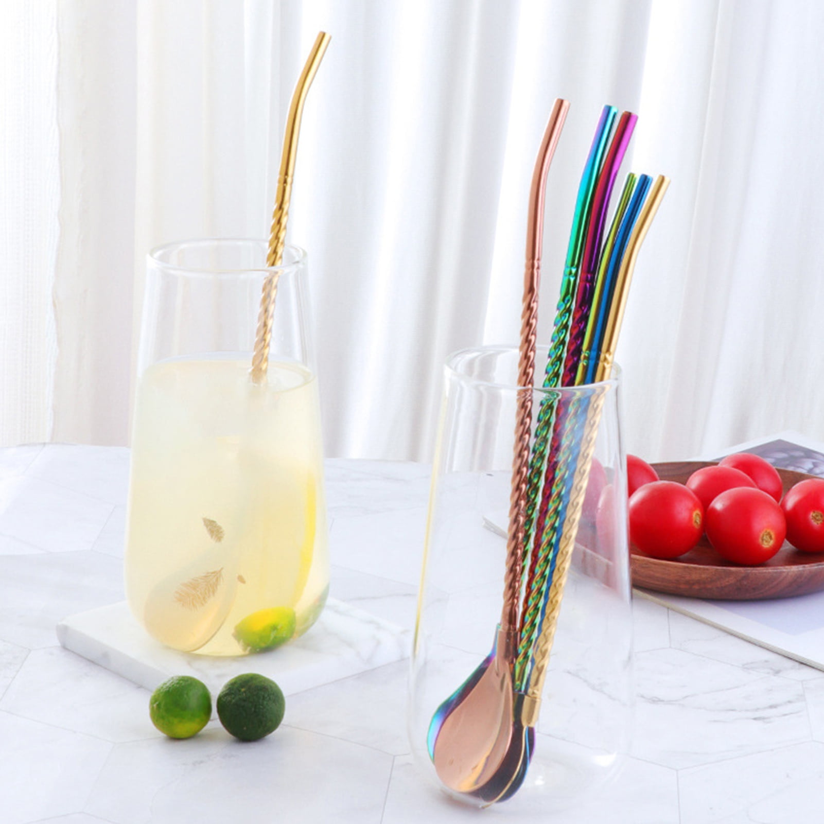 NIBOLOG Exquisite Straw Spoon Corrosion Resistant Stainless Steel ...