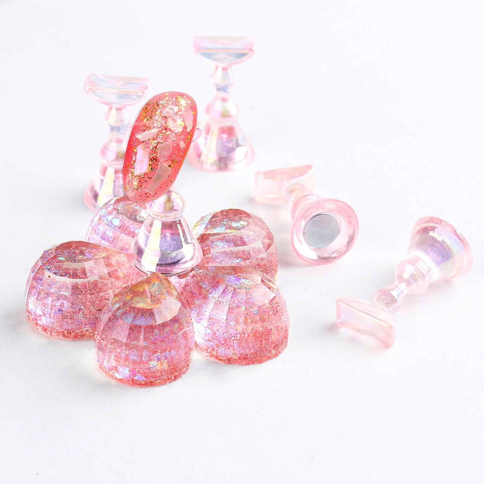 NIBOLOG False Nail Holder Flower Shape Display Nails Acrylic Manicure ...