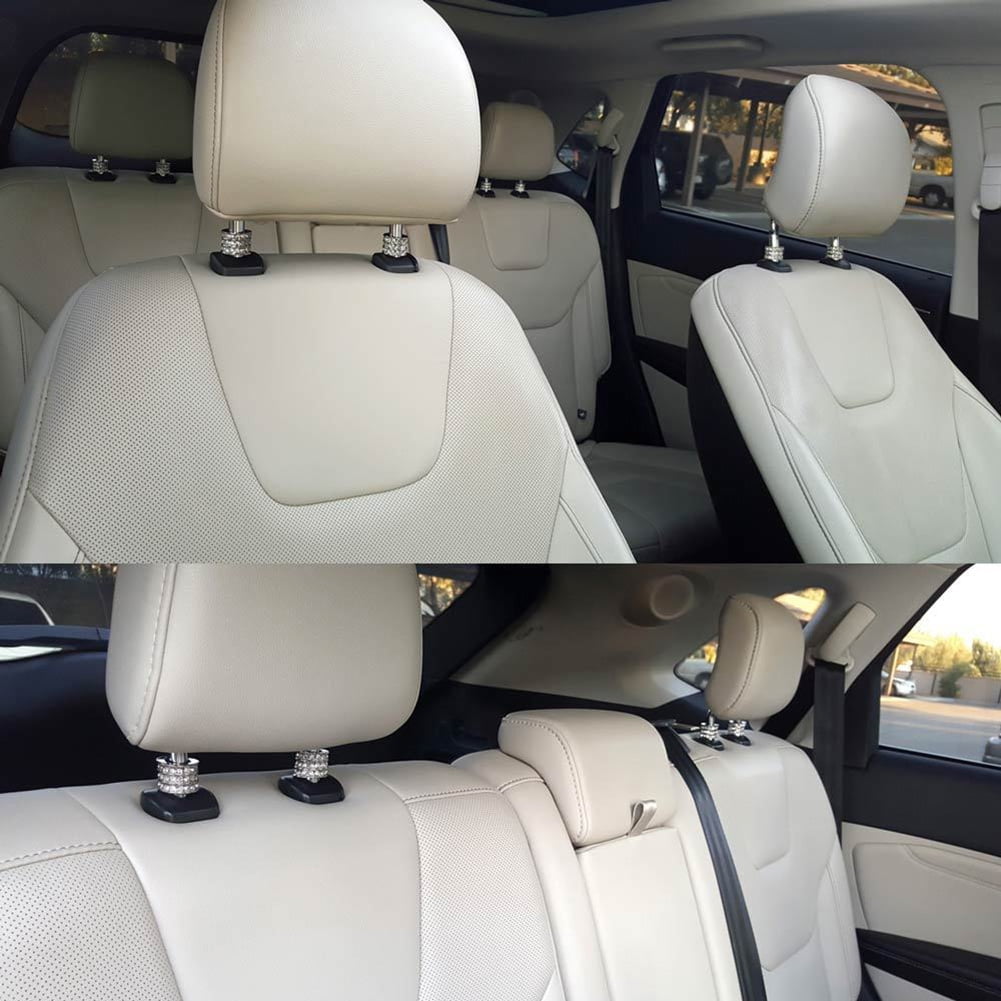 NIBOLOG Fashion Shiny Rhinestone Car Seat Headrest - Pole Metal Ring ...