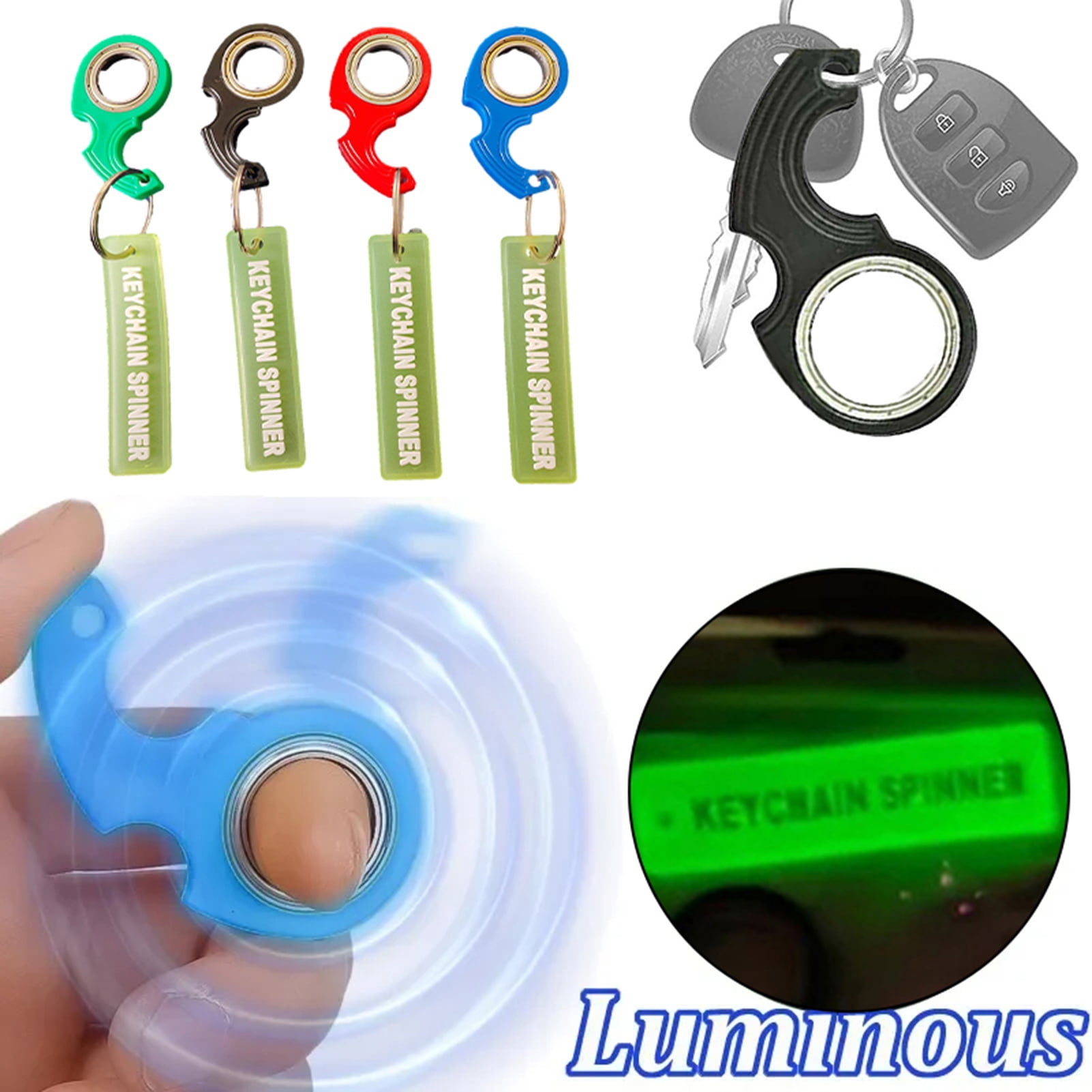 NIBOLOG Fingertip Rotating Keyring Metal Gadget Anti Stress Sensory ...