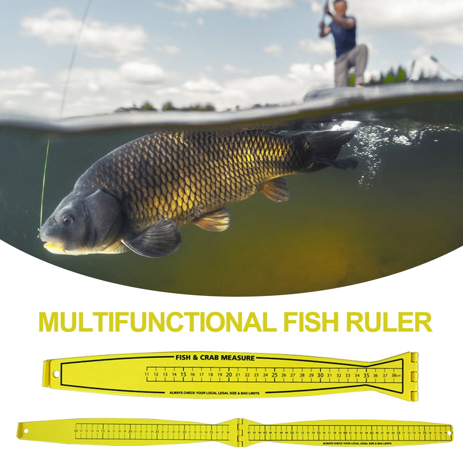 NIBOLOG Fish Measuring Board Portable Folding Fishing Ruler Versatile ...