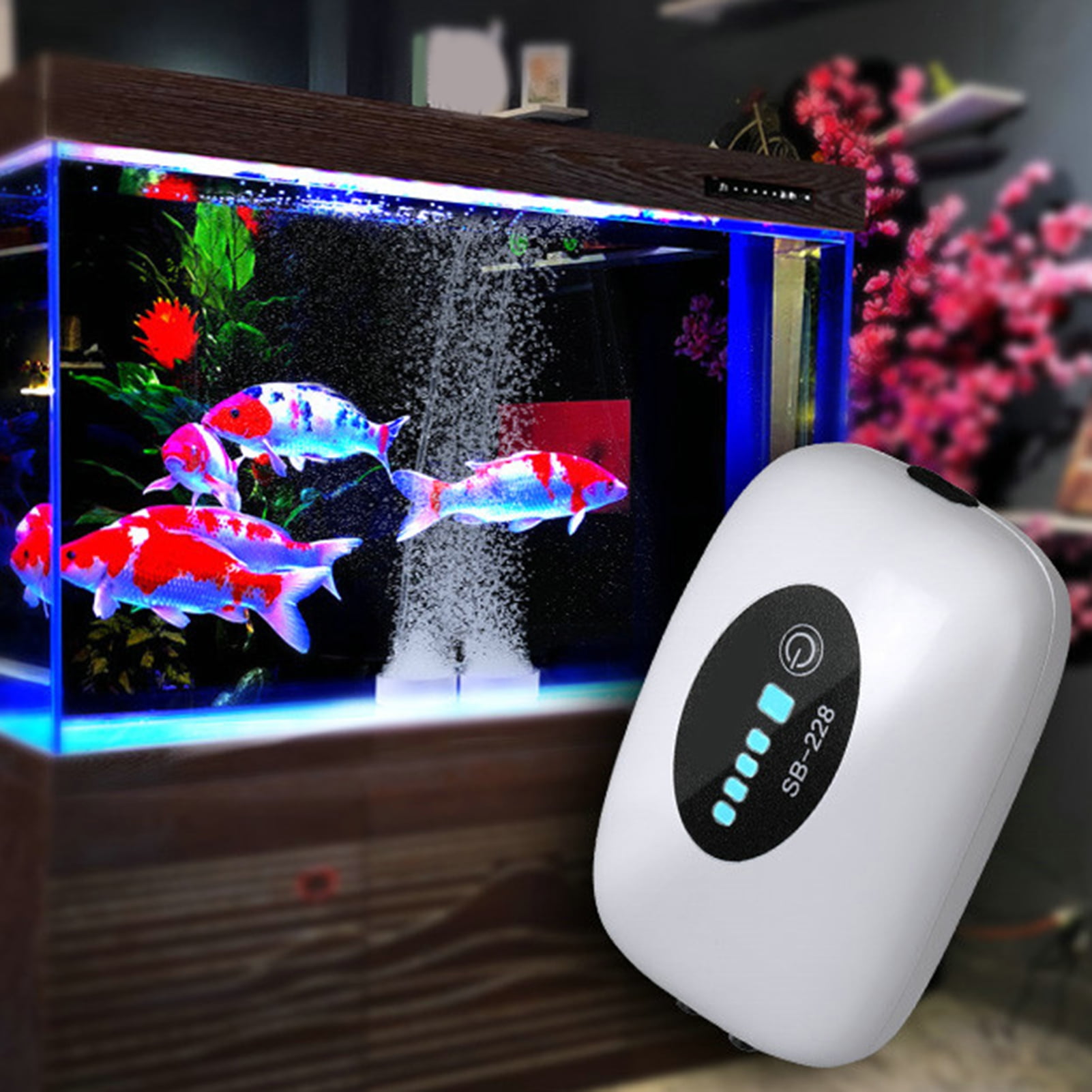 NIBOLOG Fish Tank Aerator Ultra Low Noise Rechargeable USB Charging ...