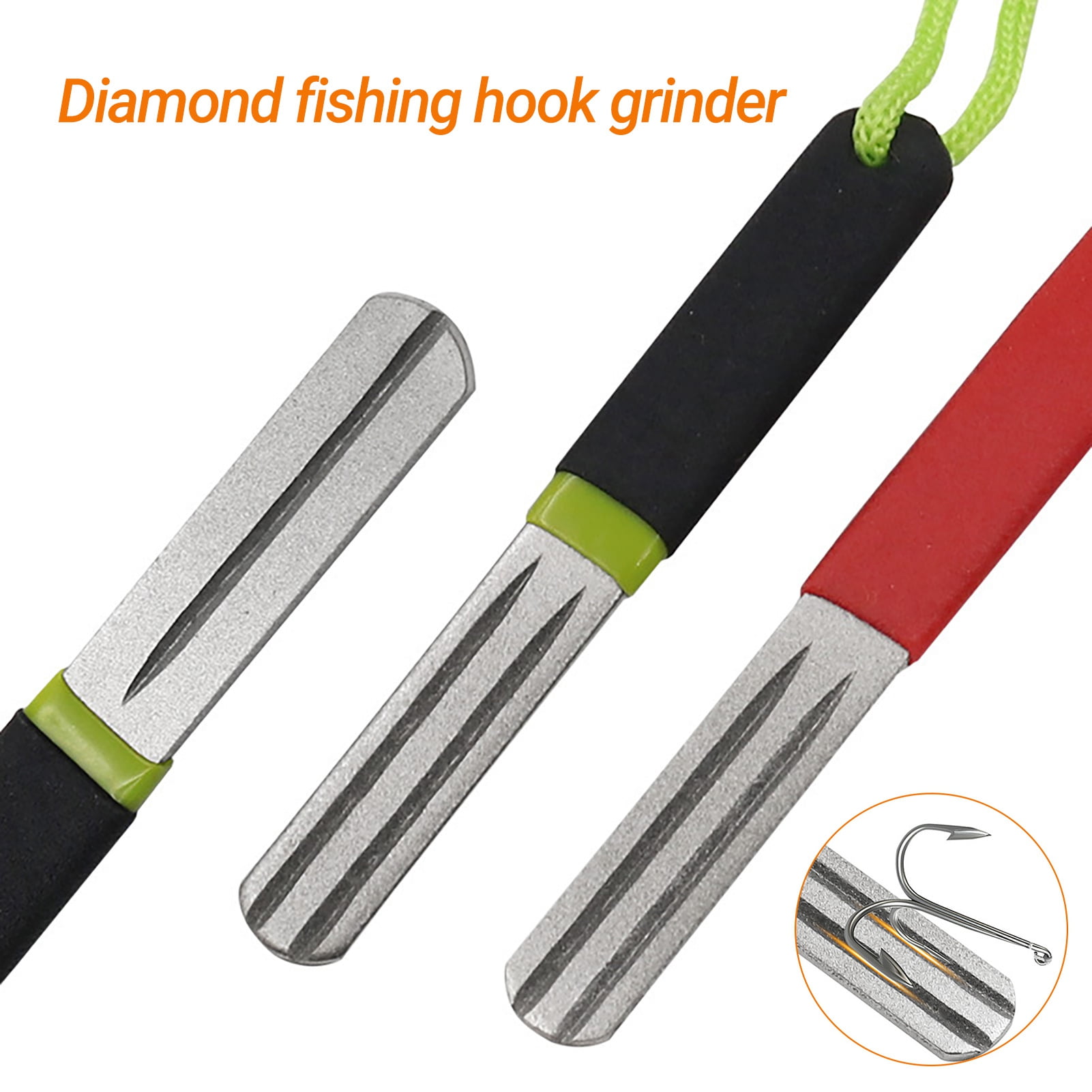 NIBOLOG Fishing Hook Sharpener Sharp Anti-skid Portable Three Grooves ...