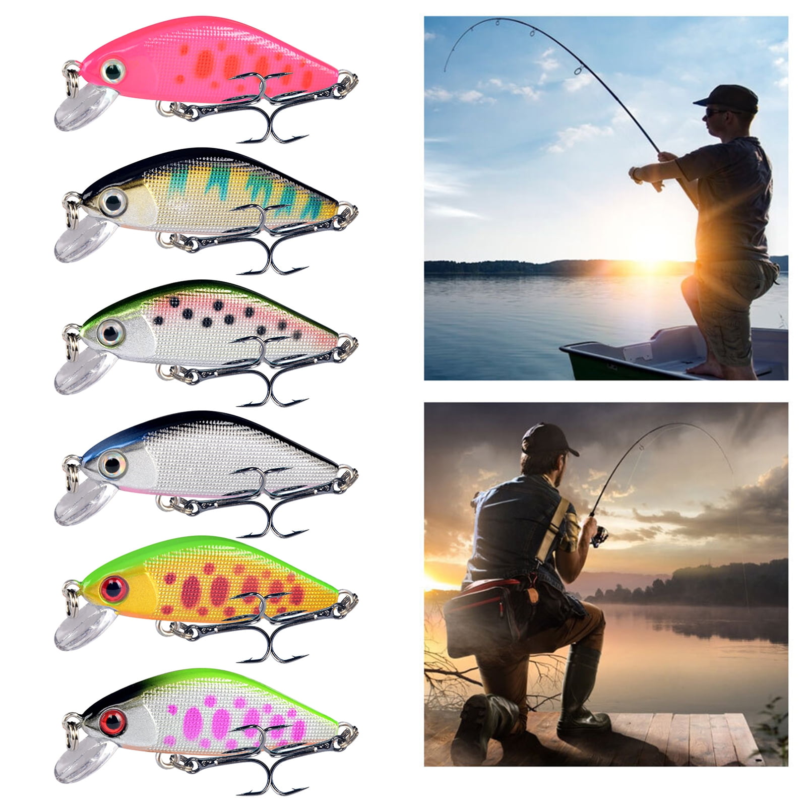 NIBOLOG Fishing Lure Bait Simulation 3D Fisheye Sharp Hooks Wobbler Crankbait Prevent Escape ...