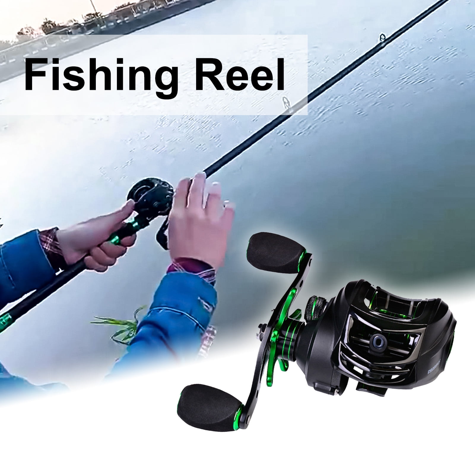 NIBOLOG Fishing Reel 7.2:1 Gear Ratio Magnetic Brake Metal Water Drop ...