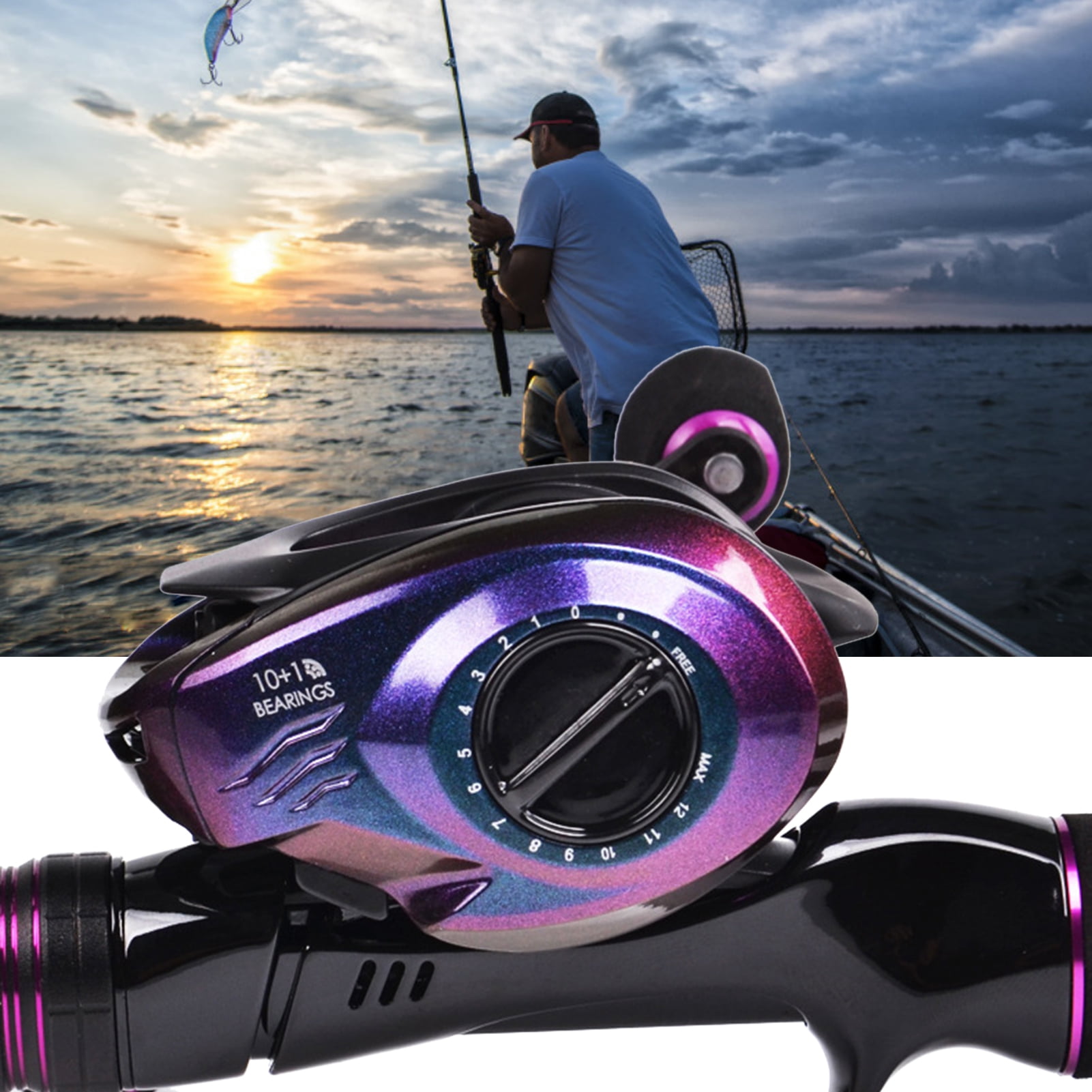 NIBOLOG Fishing Reel Quick Rotating Magnetic Brake 12 Gears Bait ...